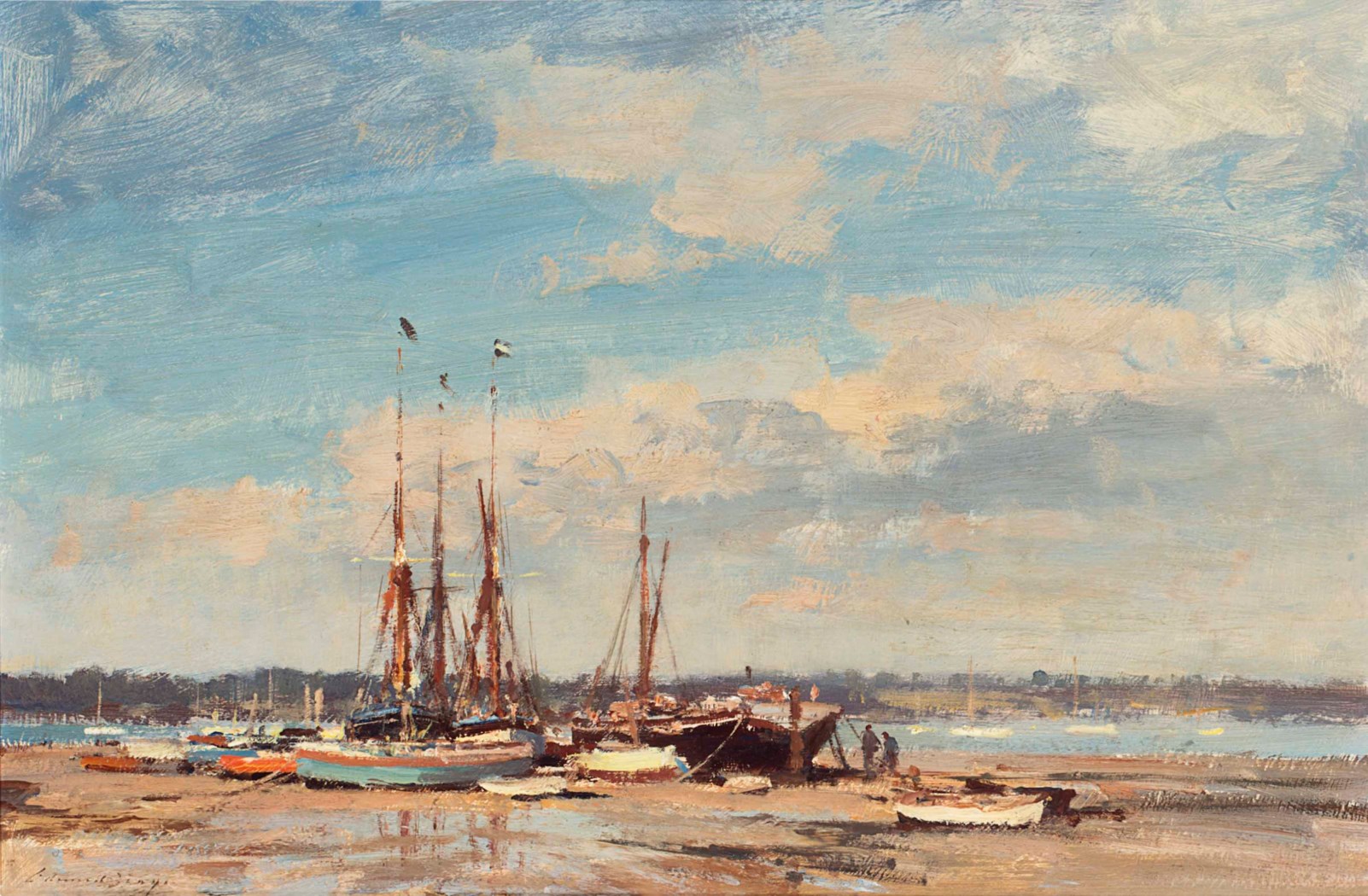 Edward Seago (British, 1910-1974), Barges and dinghies - Pin Mill ...