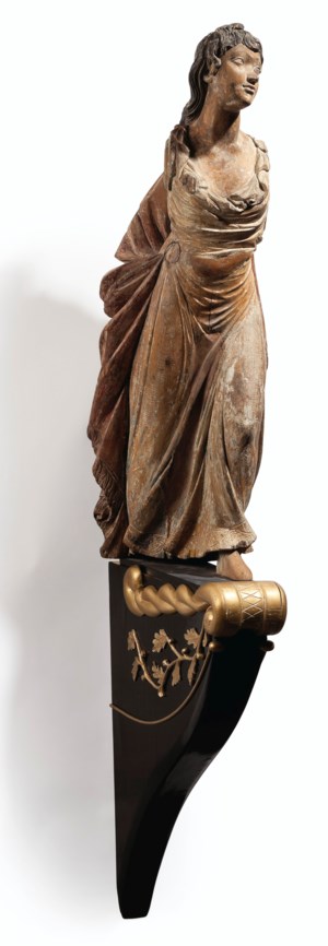 A CARVED PINE SHIP'S FIGUREHEAD OF A YOUNG WOMAN, ATTRIBUTED TO WILLIAM ...