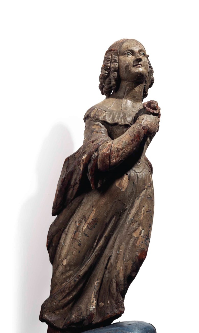 A CARVED AND PAINT-DECORATED SHIP'S FIGUREHEAD OF A LADY, AMERICAN ...