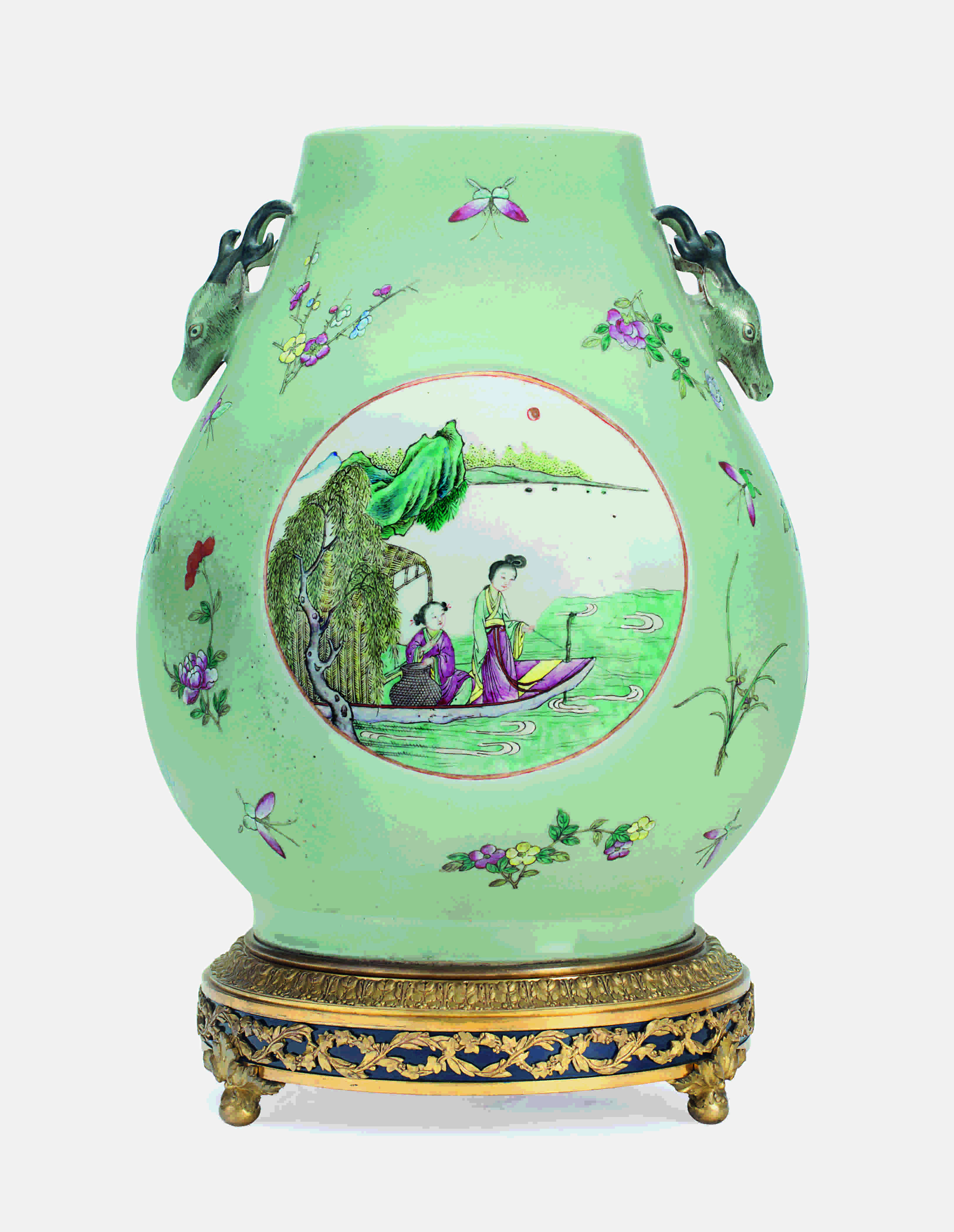 AN ORMOLU-MOUNTED CHINESE HU VASE
