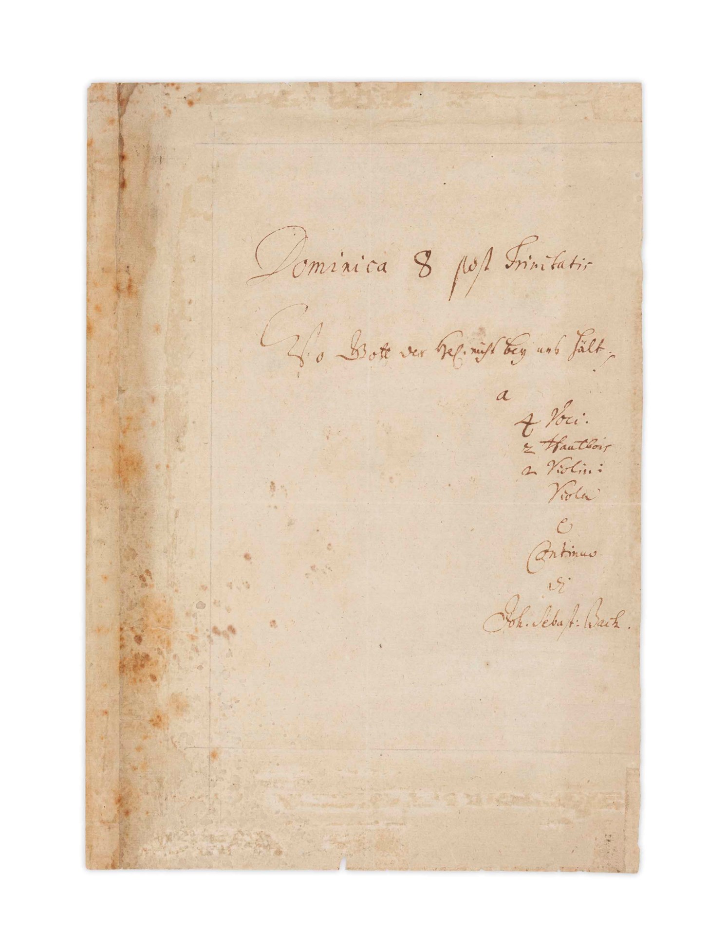 BACH, Johann Sebastian (1685-1750). Autograph manuscript signed (‘Joh ...