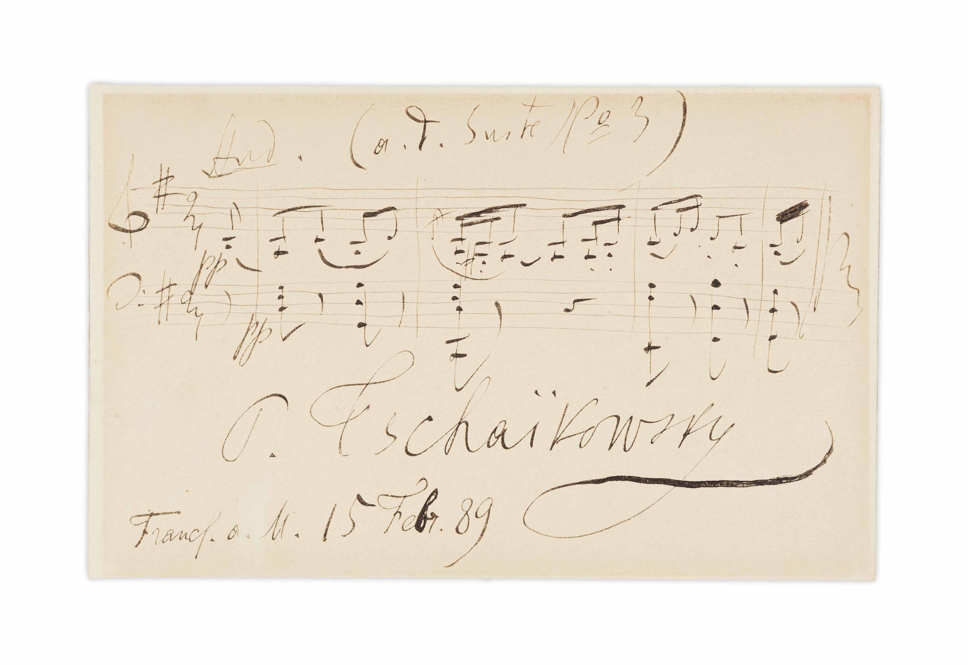 TCHAIKOVSKY, Pyotr Ilyich (1840-1893). Autograph musical quotation ...