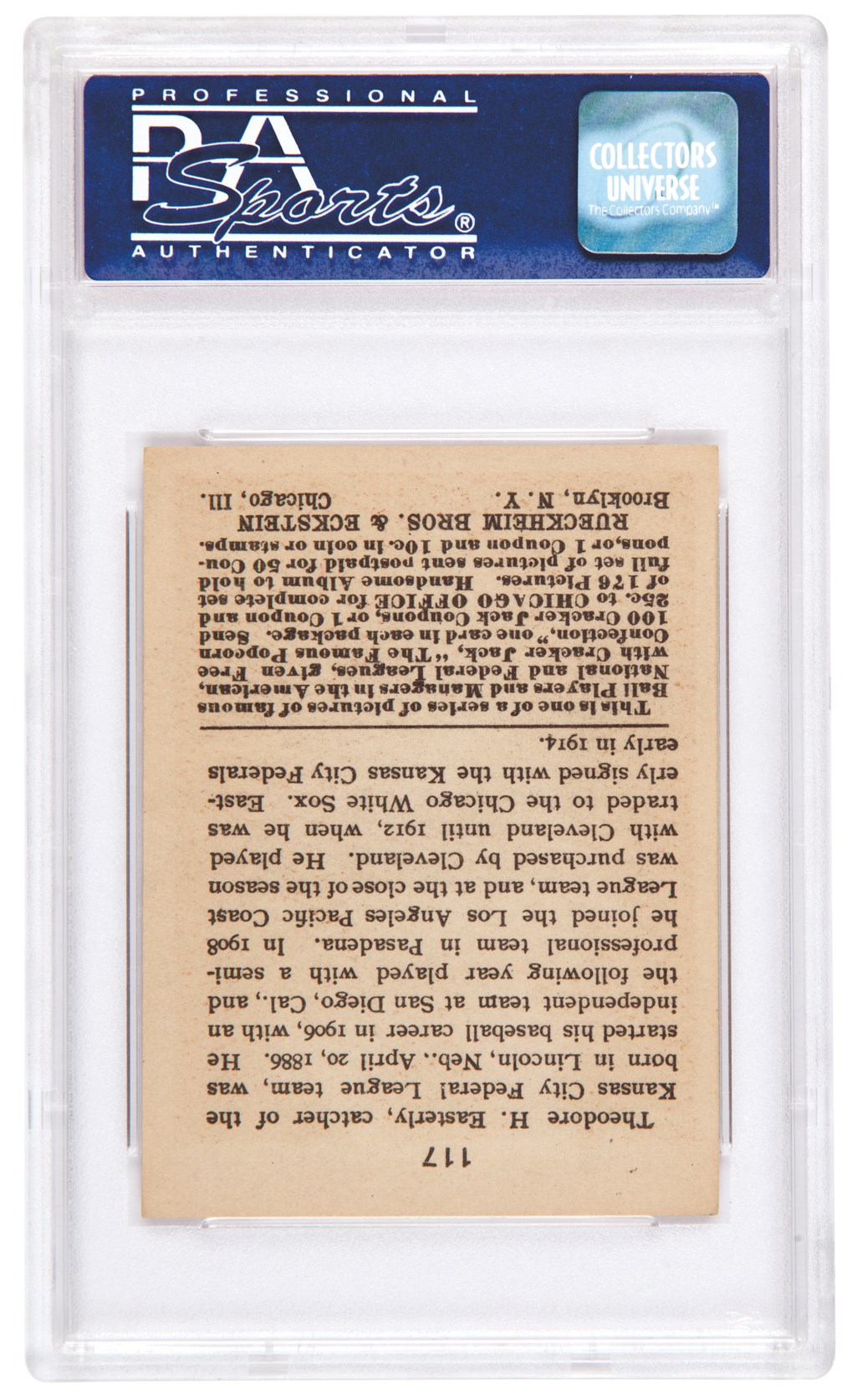 1915 CRACKER JACK #117 TED EASTERLY, | Christie’s