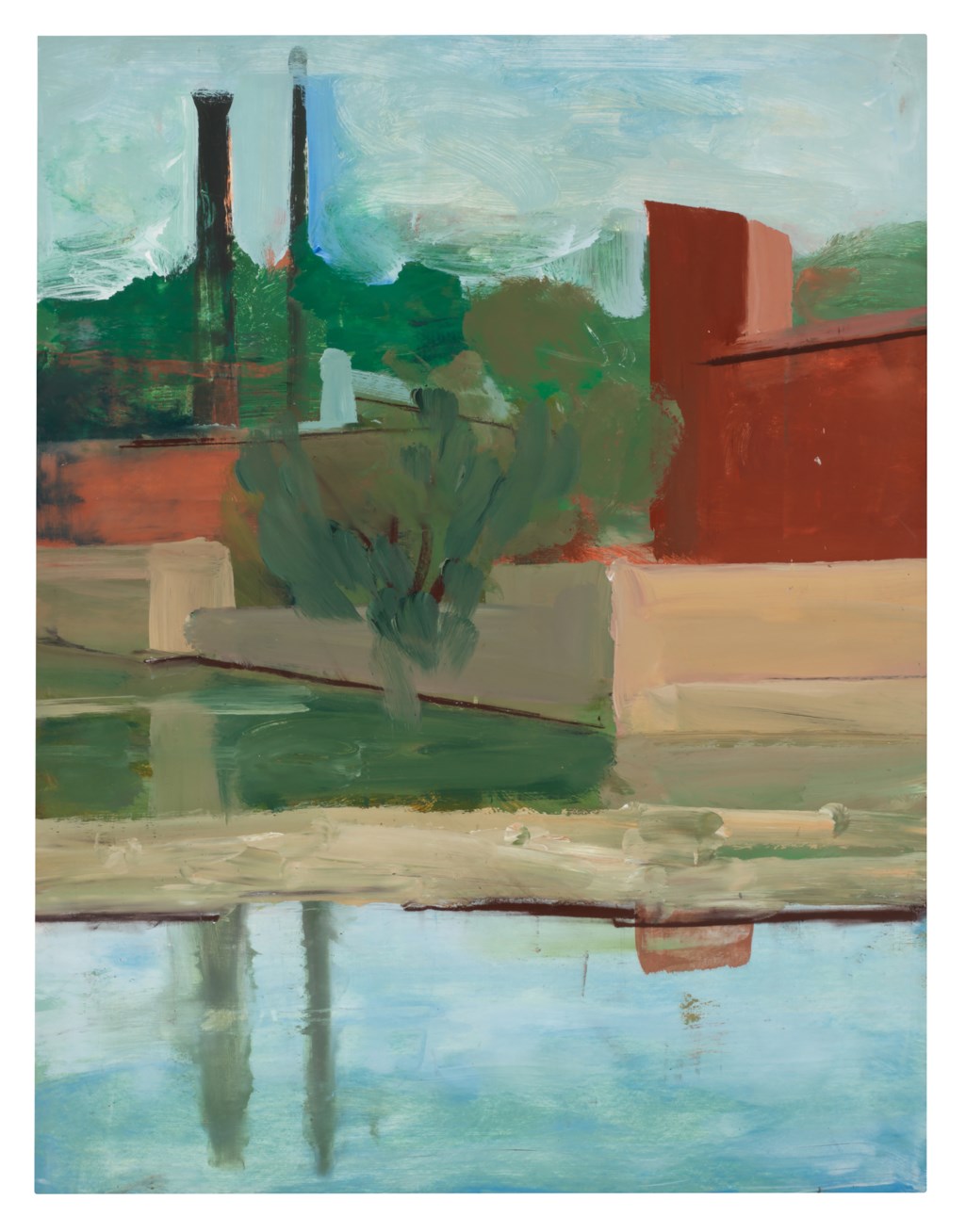 JAMES WEEKS (1922-1998), Warehouse Buildings Reflected in a Canal ...
