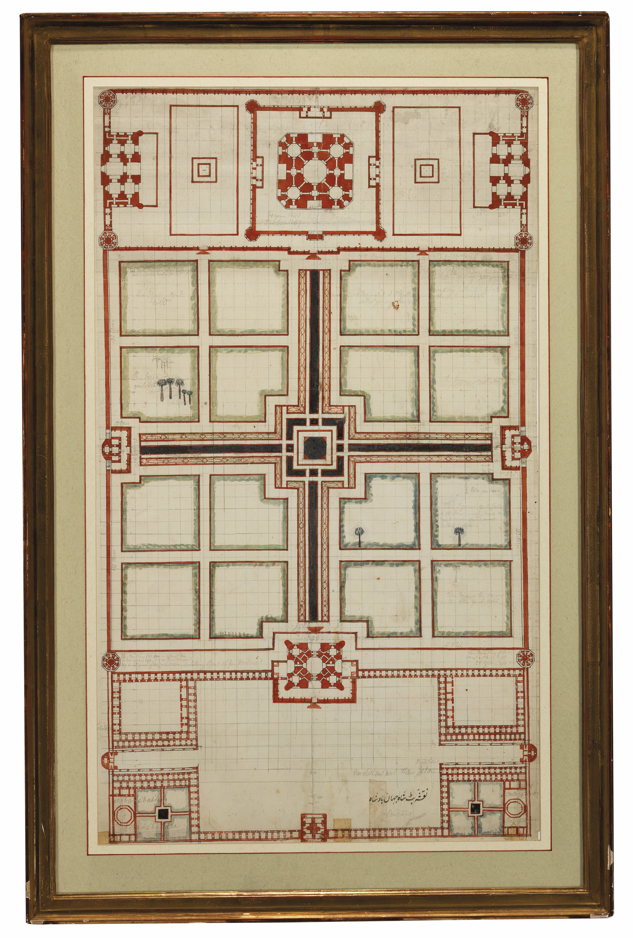 AN EARLY SCHEMATIC PLAN OF THE GARDENS OF THE TAJ MAHAL - auctions ...