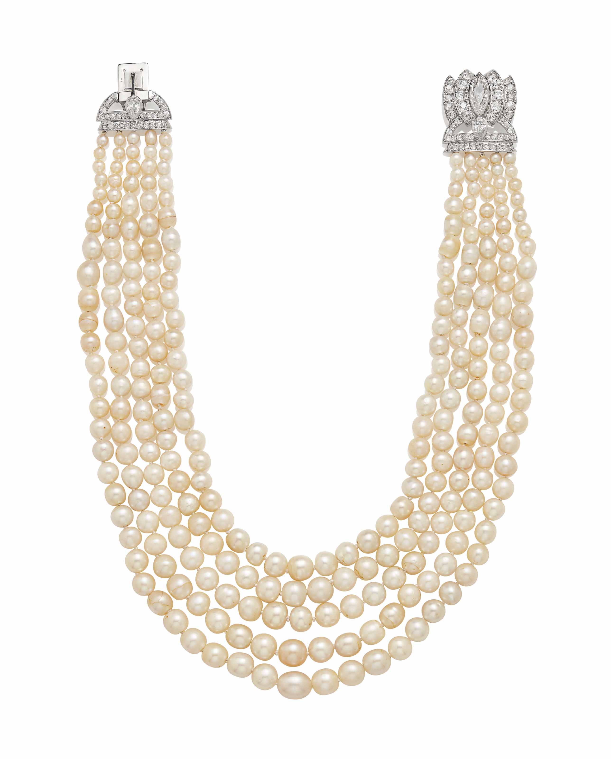 COLLIER PERLES FINES, PERLE DE CULTURE ET DIAMANTS, PAR VAN CLEEF ...