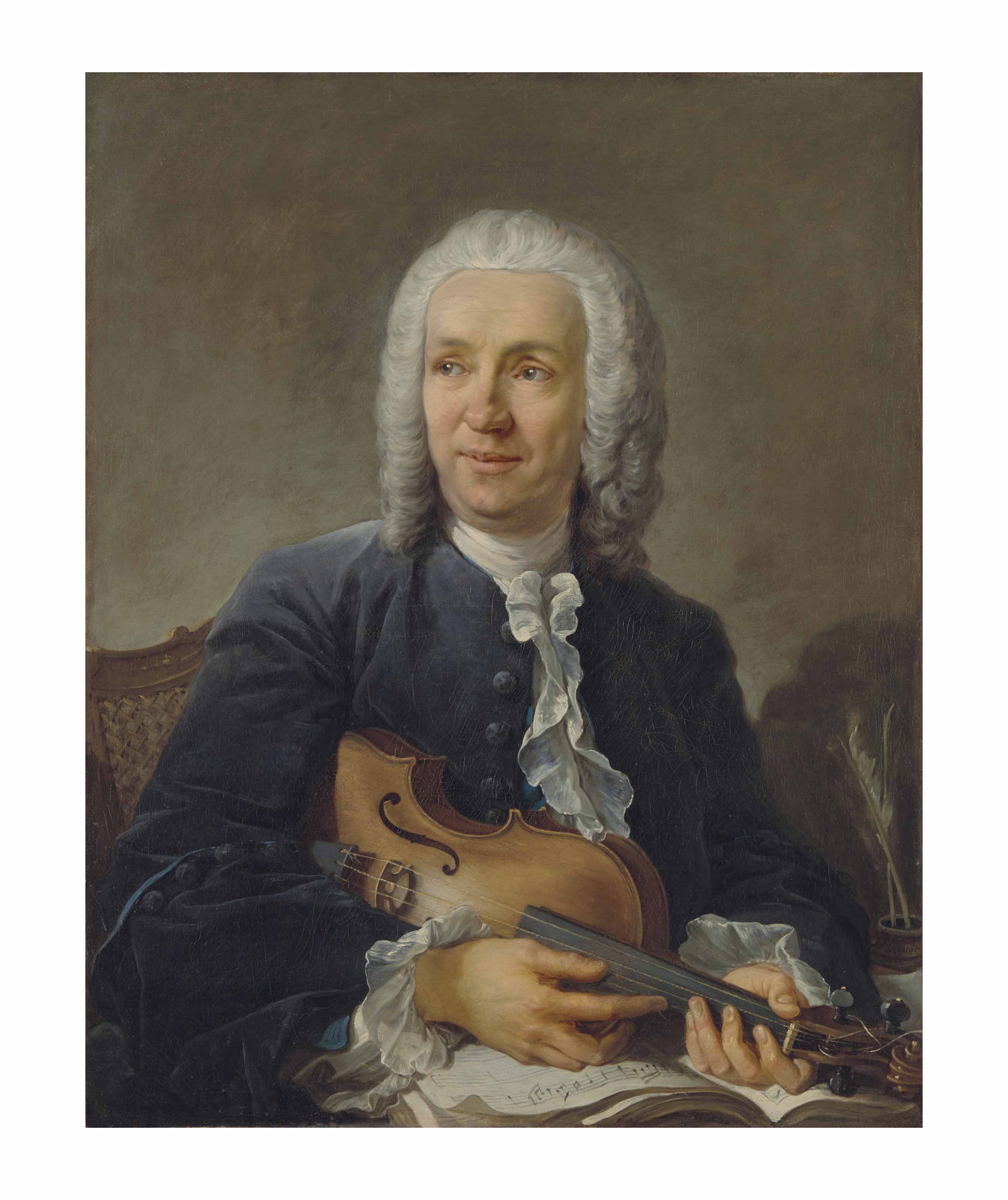 ATTRIBUÉ À LOUIS-MICHEL VAN LOO (TOULON 1707-1771 PARIS) , Portrait d ...
