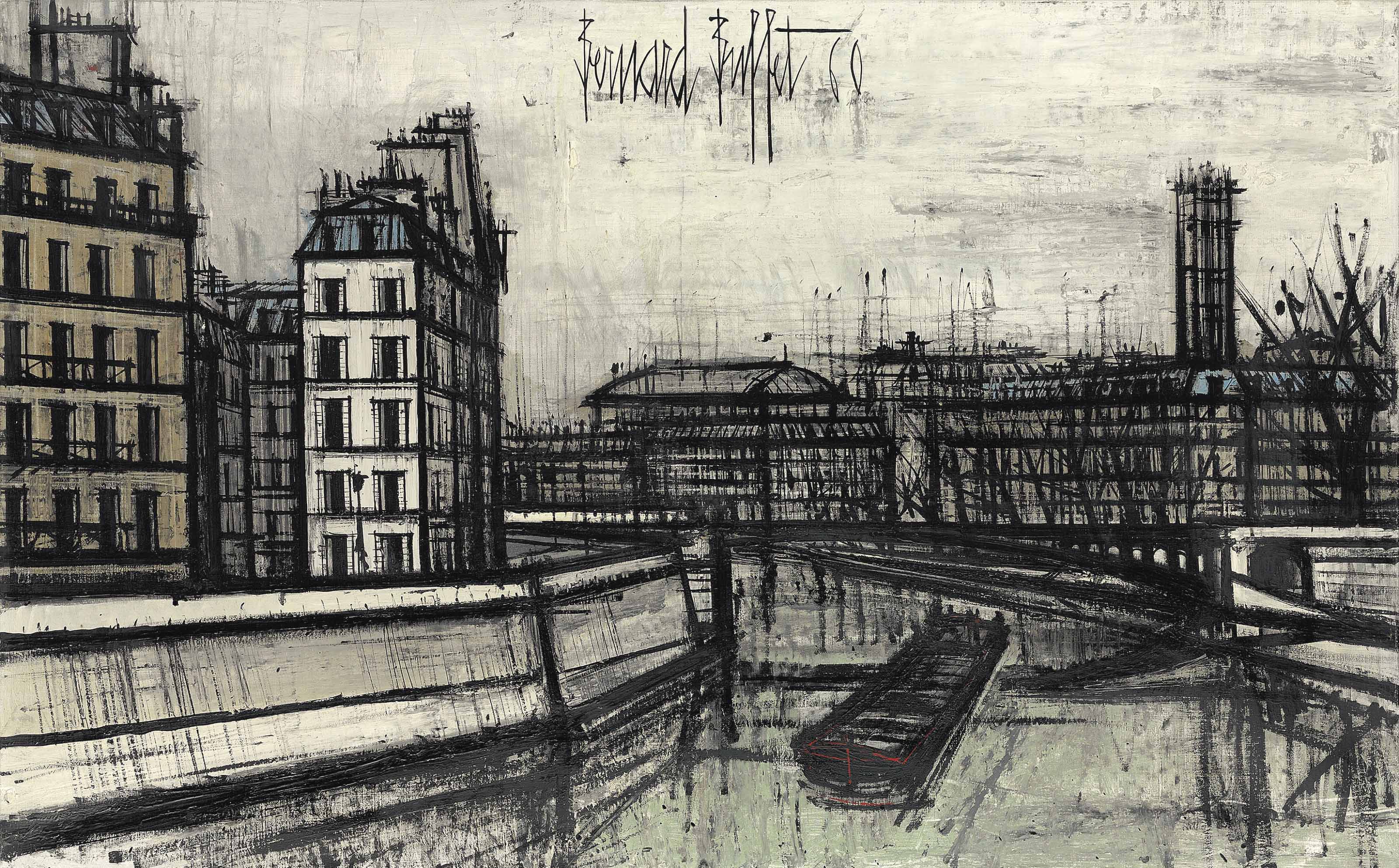 Bernard Buffet (1928-1999) , La Seine et la Tour Saint-Jacques | Christie's