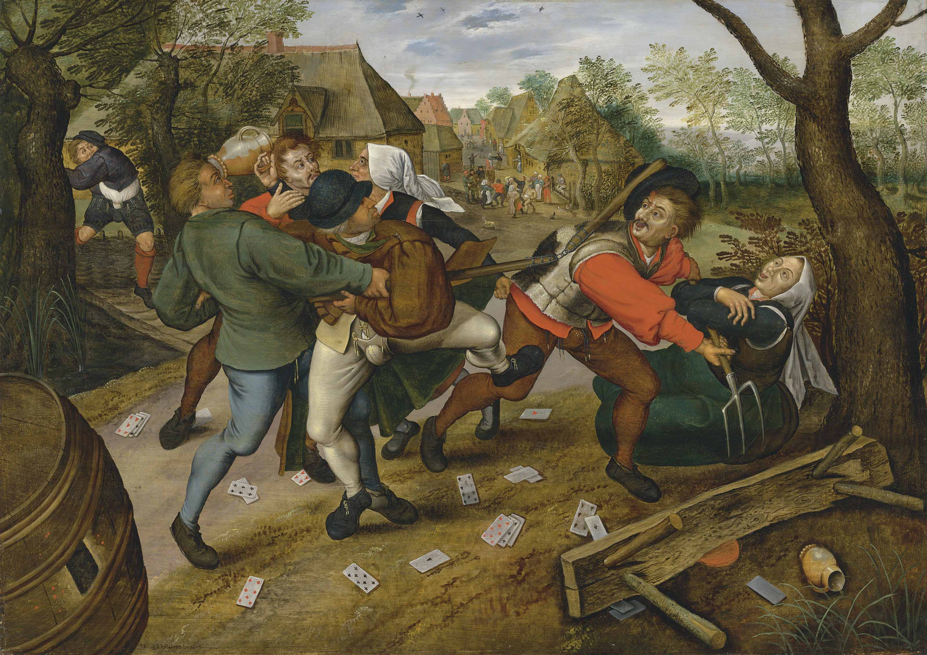 Pieter Brueghel II (Brussels 1564/5-1637/8 Antwerp) , Peasants brawling ...