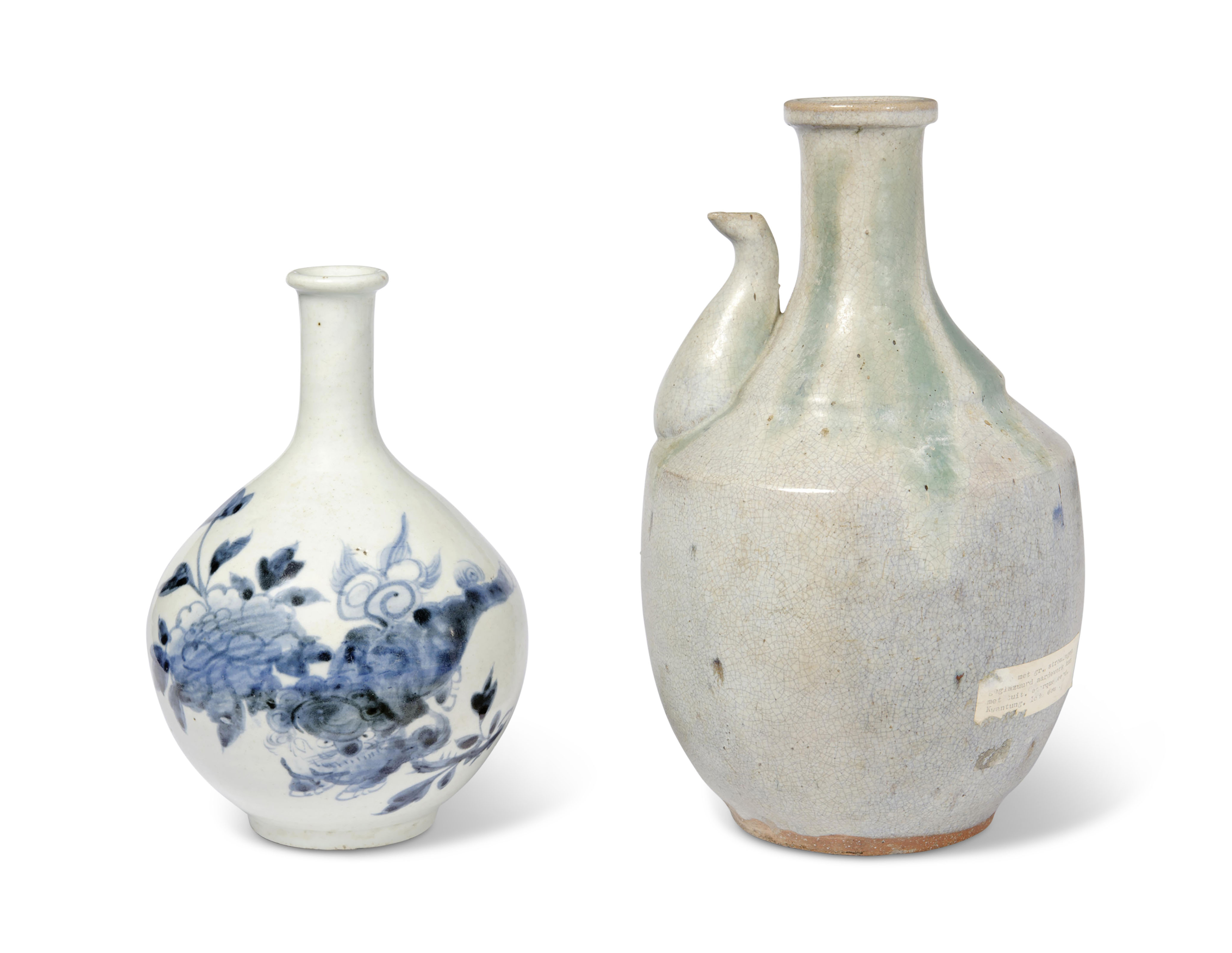 AN ARITA TOKKURI AND AN AIZU-HONGO SAKE FLASK, EDO PERIOD (19TH CENTURY ...
