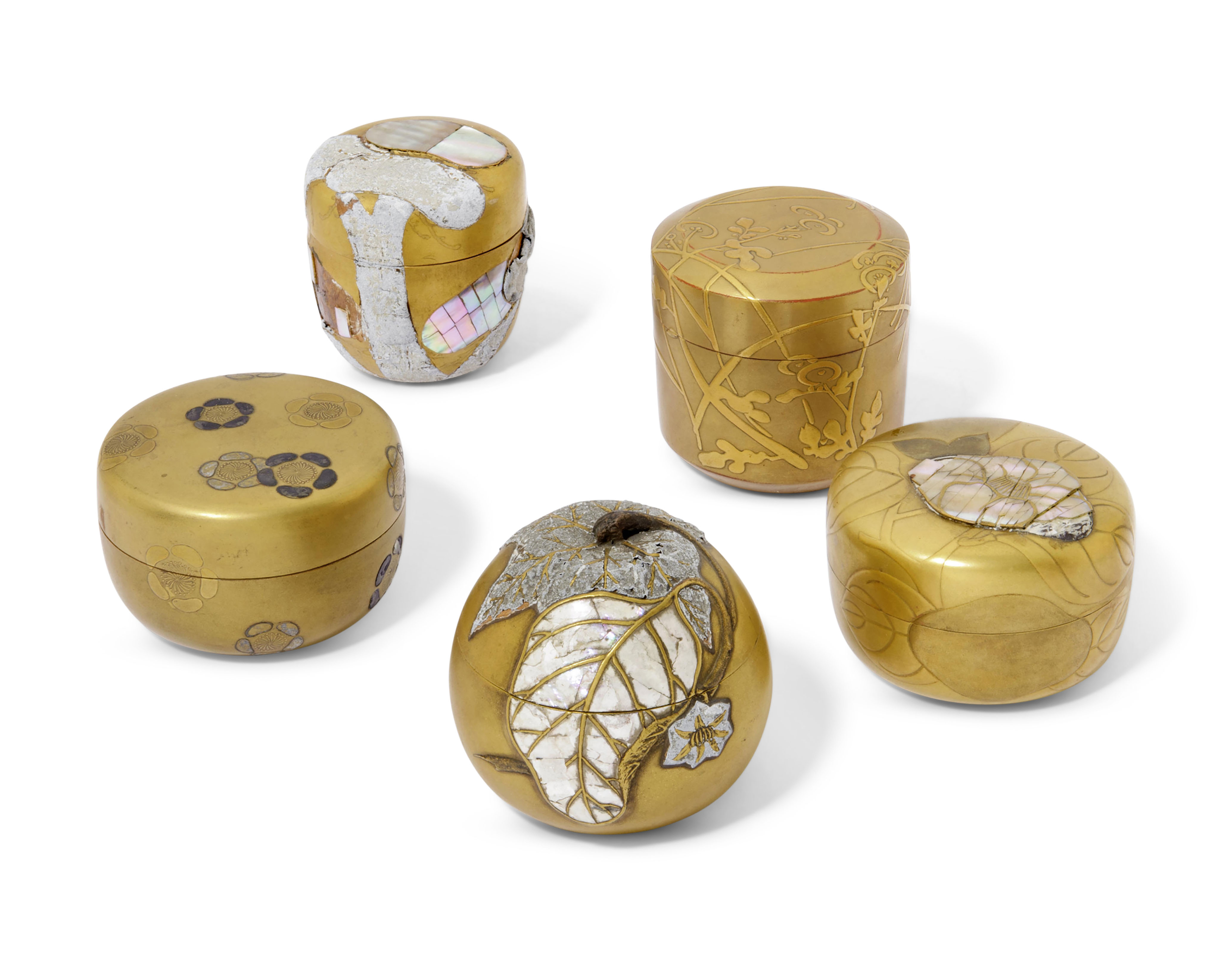 FIVE LACQUER TEA CONTAINERS (NATSUME), MEIJI PERIOD (LATE 19TH CENTURY ...
