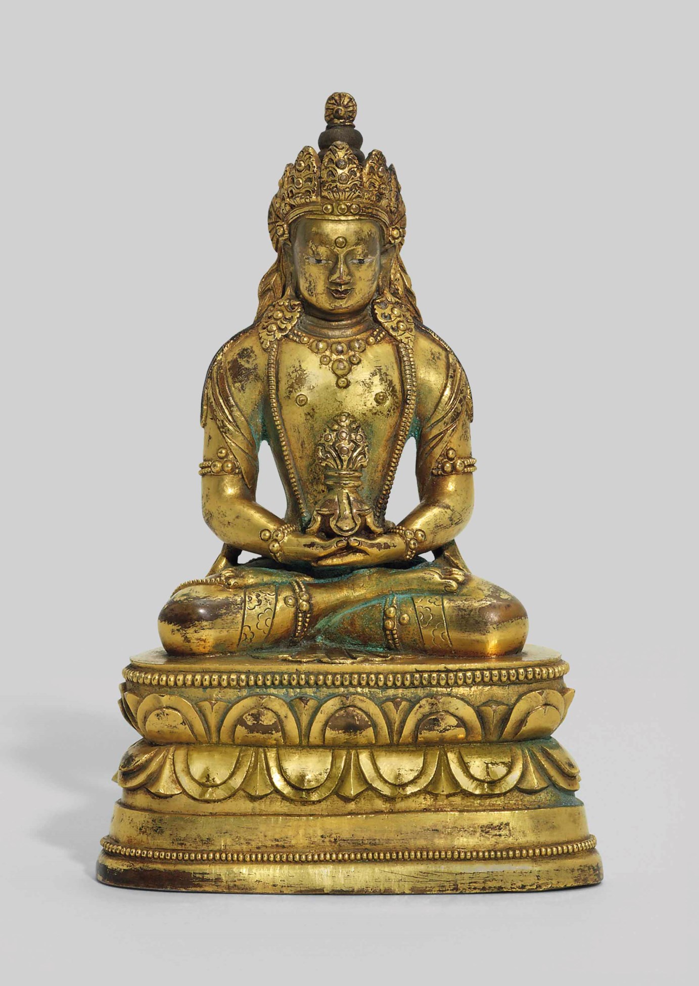 A GILT-BRONZE FIGURE OF AMITAYUS, ZANABAZAR SCHOOL, 18TH CENTURY ...