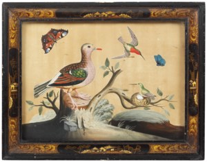 A PAIR OF IRISH GEORGE II EMBOSSED BIRD PICTURES, BY SAMUEL DIXON ...