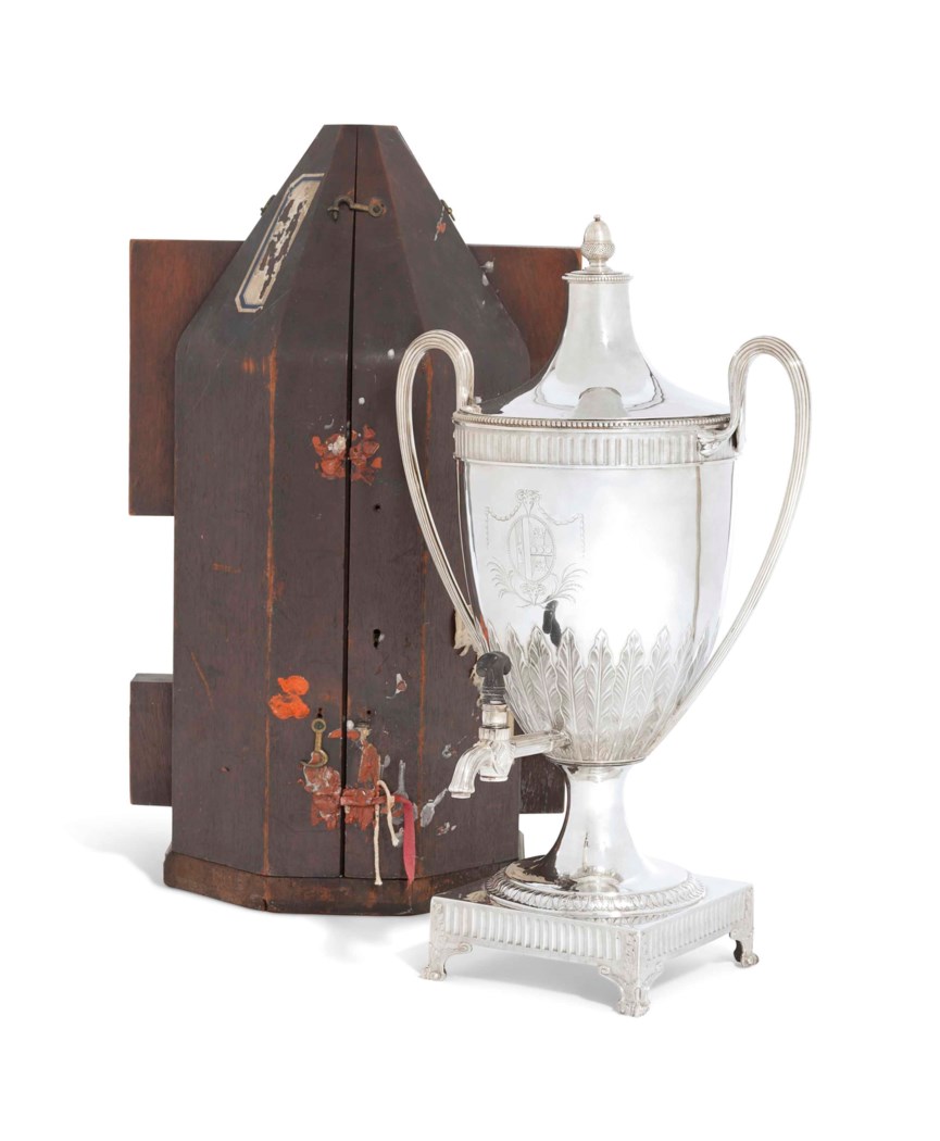 A GEORGE III SILVER TEA-URN, MARK OF JOHN WAKELIN AND WILLIAM TAYLOR ...