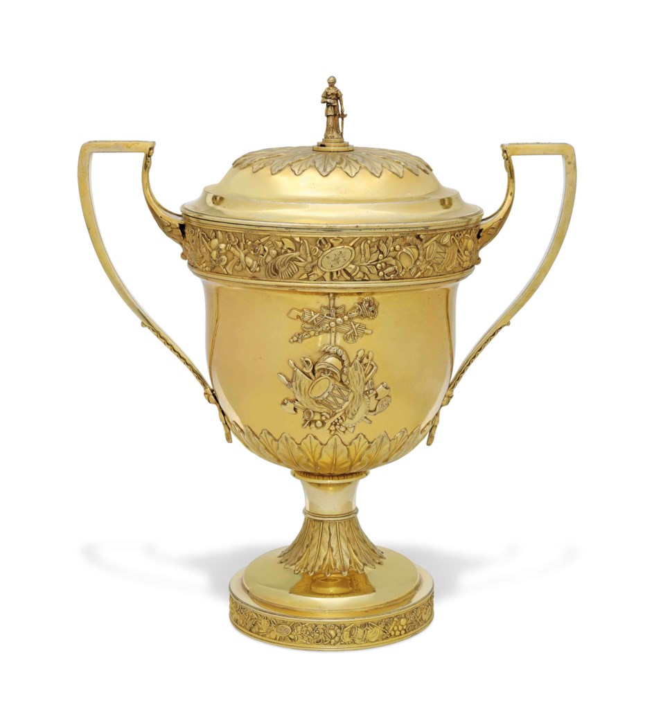 A GEORGE III SILVER-GILT CUP AND COVER, MARK OF PETER AND WILLIAM ...