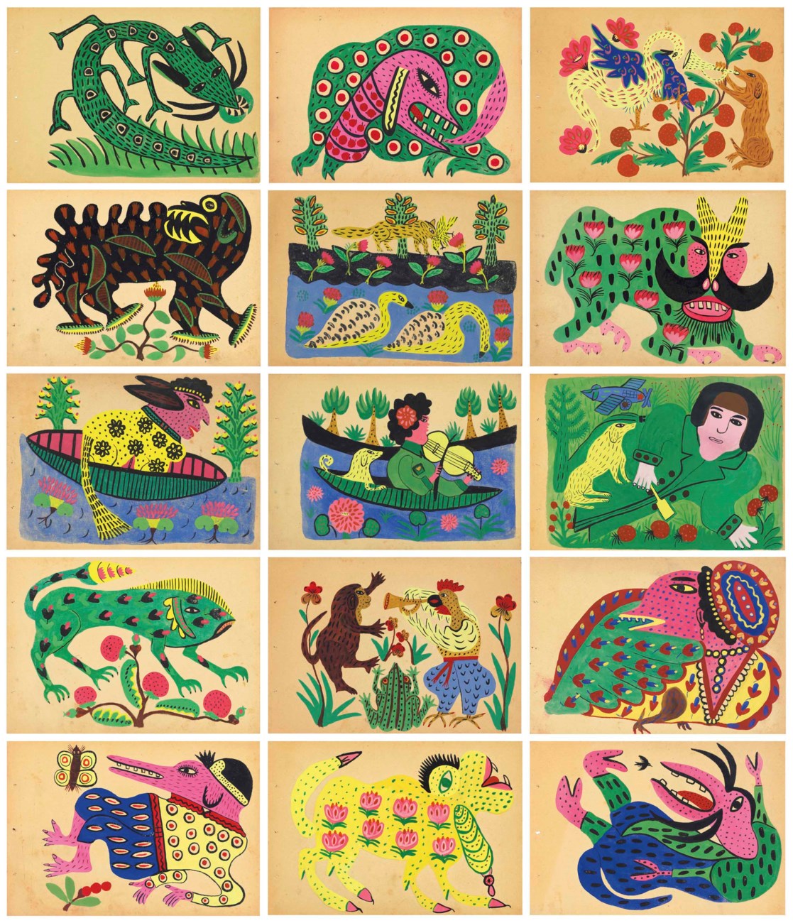 Maria Prymachenko (1909-1997), Fifteen works depicting mythical animals ...