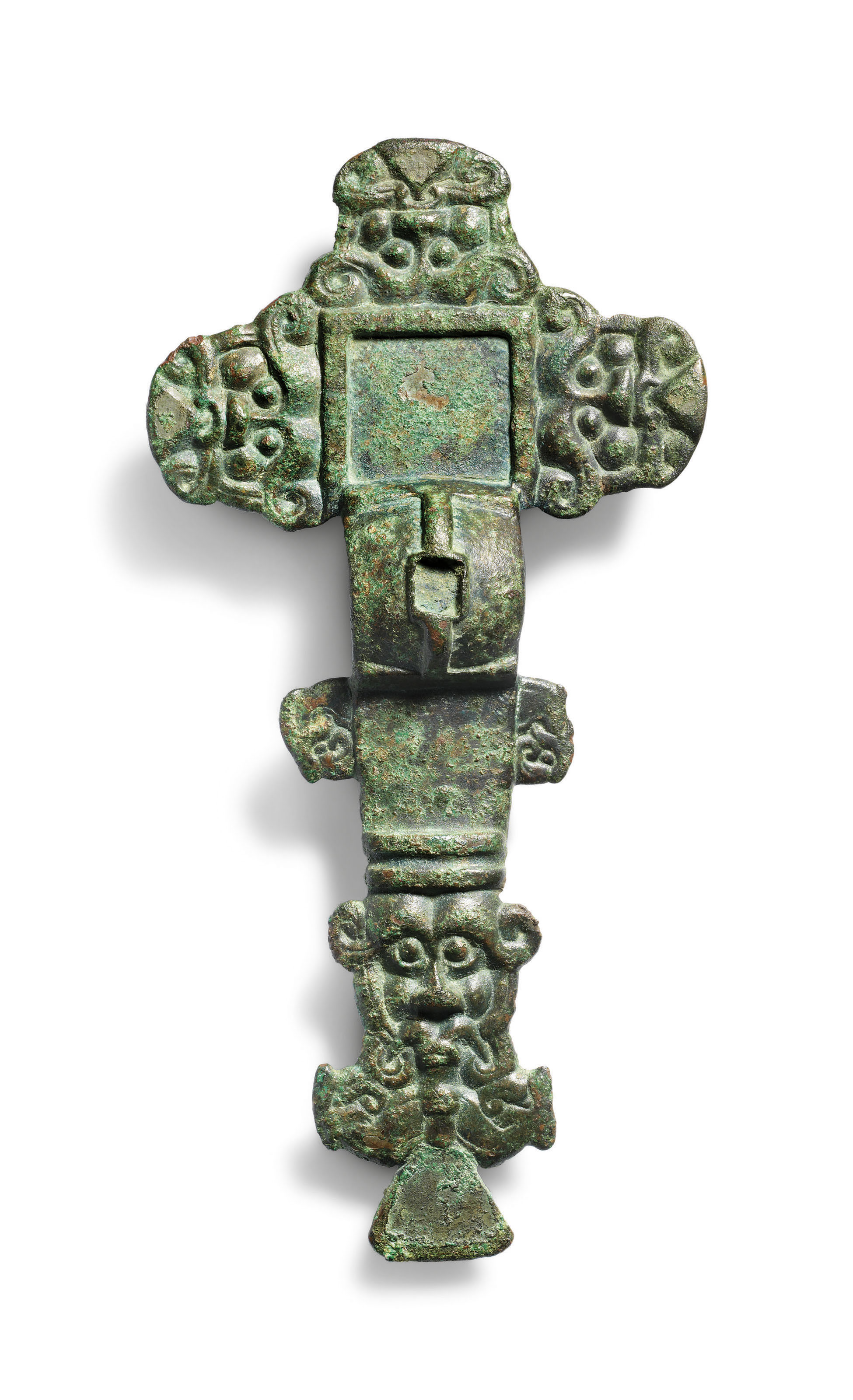 AN ANGLO-SAXON BRONZE CRUCIFORM BROOCH