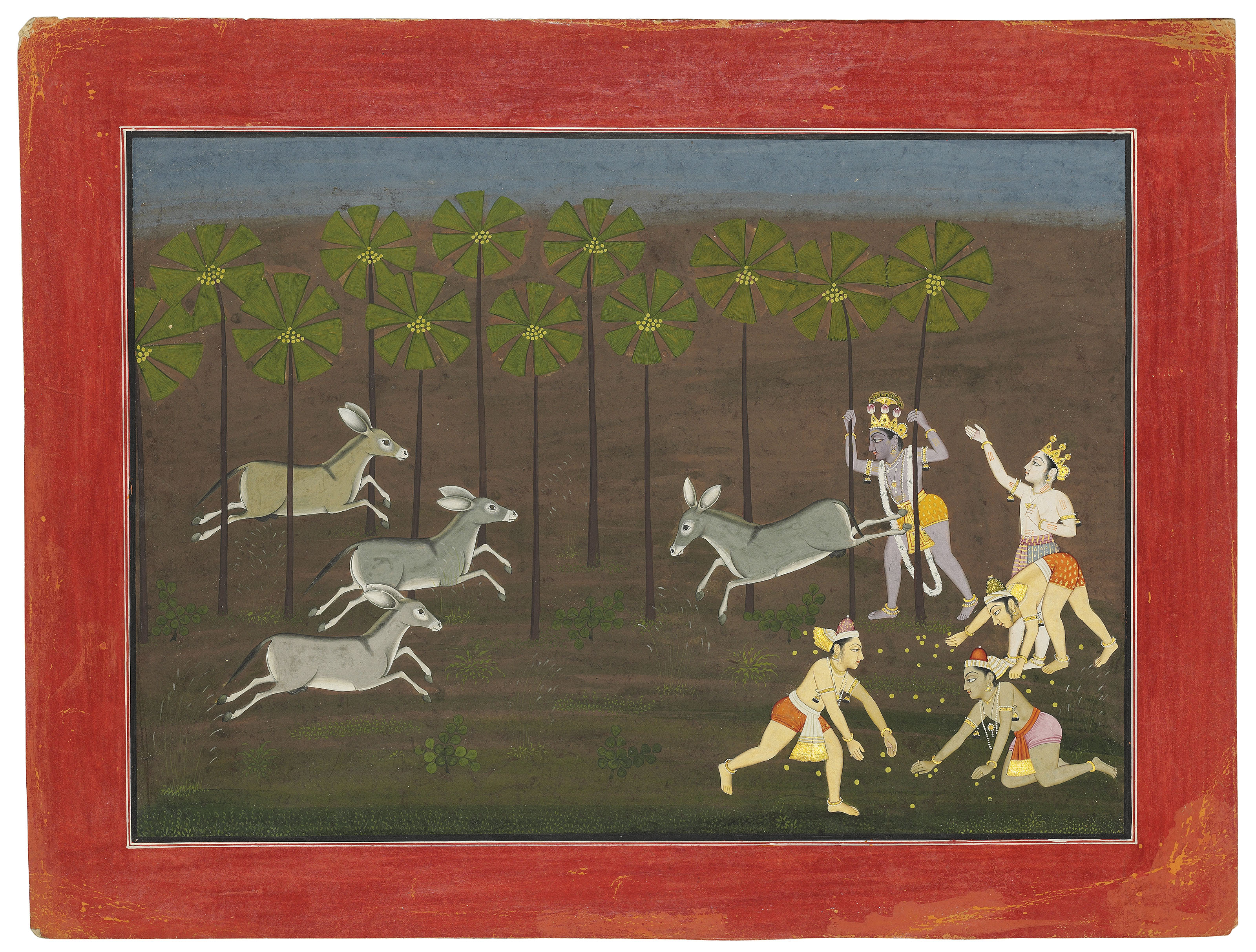 AN ILLUSTRATION TO AN EPIC, KANGRA, PUNJAB HILLS, NORTH INDIA, CIRCA ...