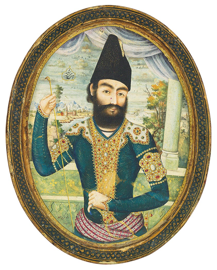 PORTRAIT OF BAHMAN MIRZA, SIGNED AHMAD, TEHRAN, QAJAR IRAN, AH 1251/ ...