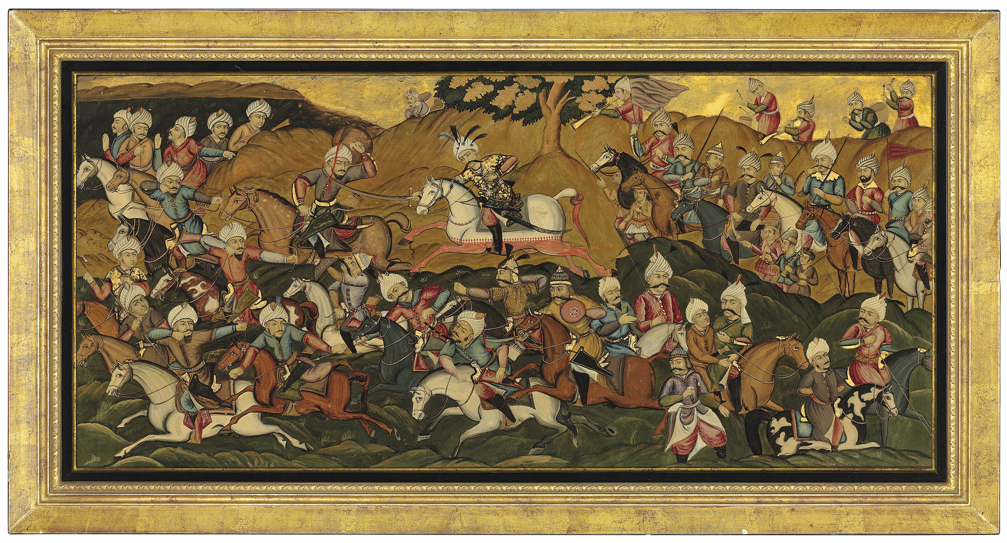 FOUR PAINTINGS AFTER THE MURALS OF THE CHEHEL SUTUN PALACE