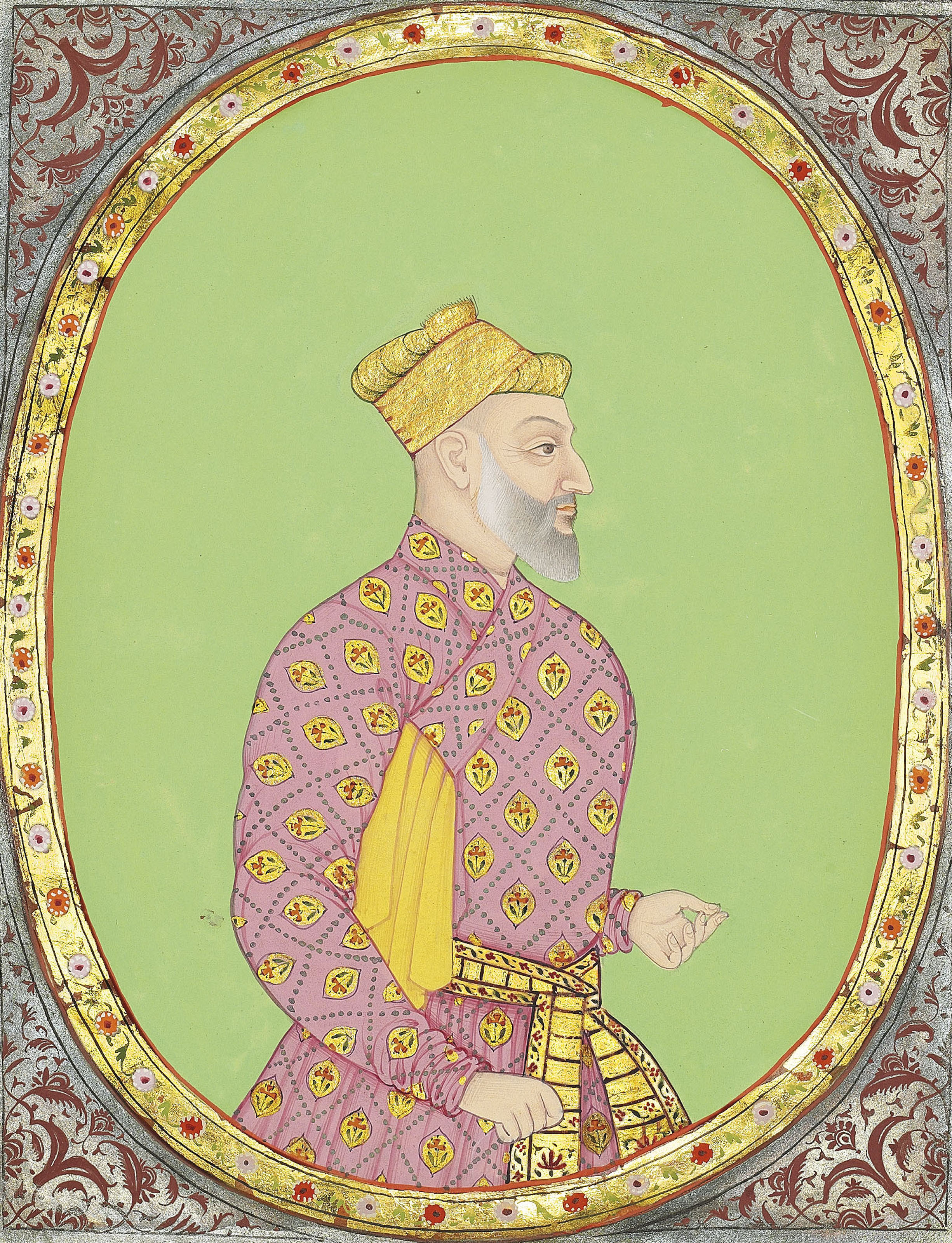 THREE PORTRAITS OF NOBLEMEN , DECCAN, CENTRAL INDIA, EARLY 18TH CENTURY ...