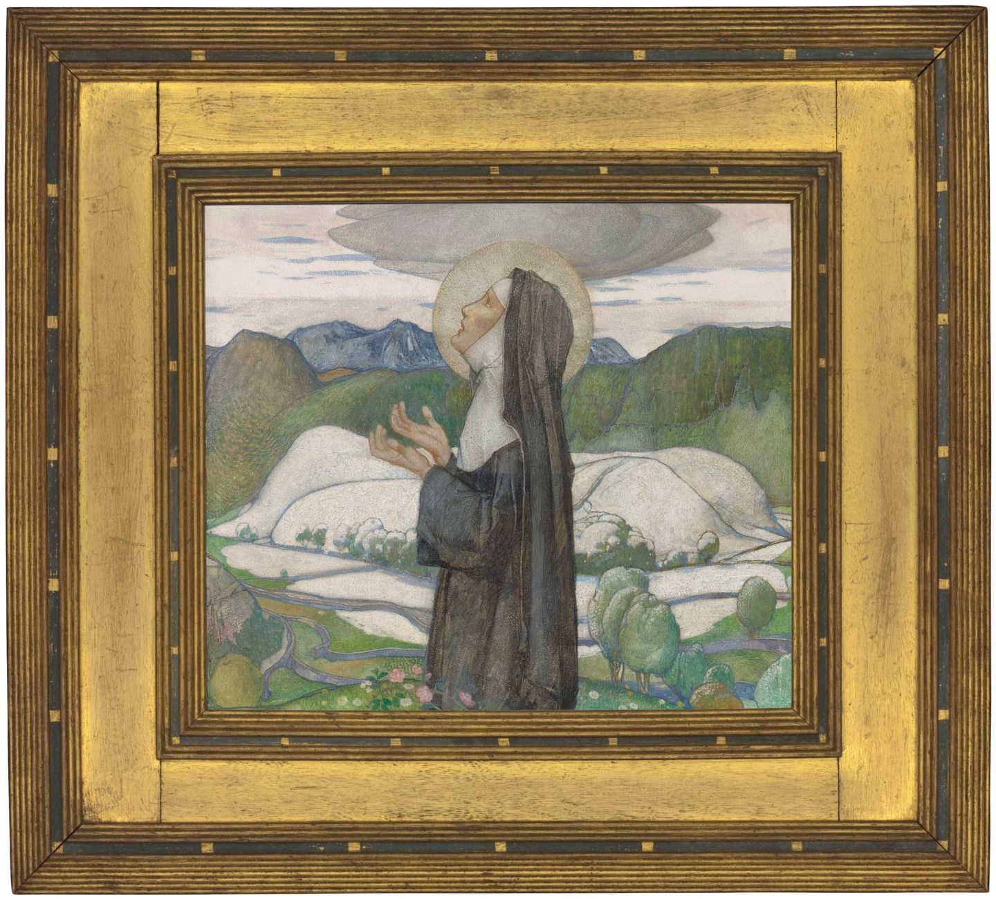 Edward Reginald Frampton (1872-1923), A female saint, possibly St Bega ...