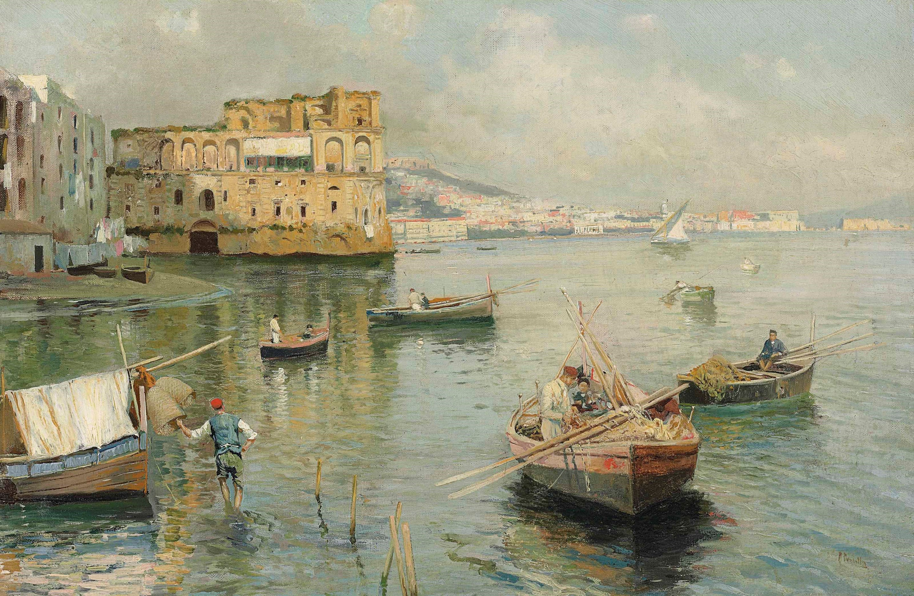 Attilio Pratella (Italian, 1856-1949), Palazzo Donn'Anna, Naples ...