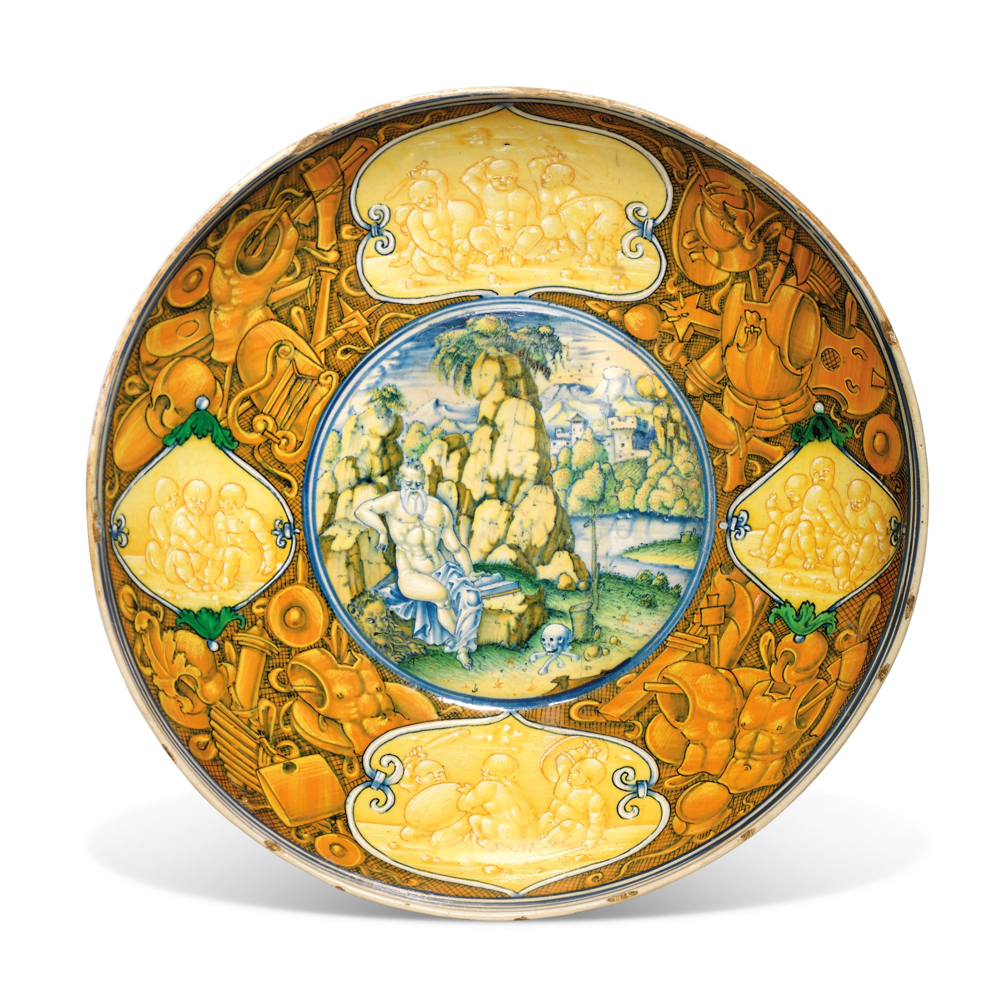 AN ITALIAN MAIOLICA DISH, CIRCA 1510-20, POSSIBLY FAENZA OR SIENA ...