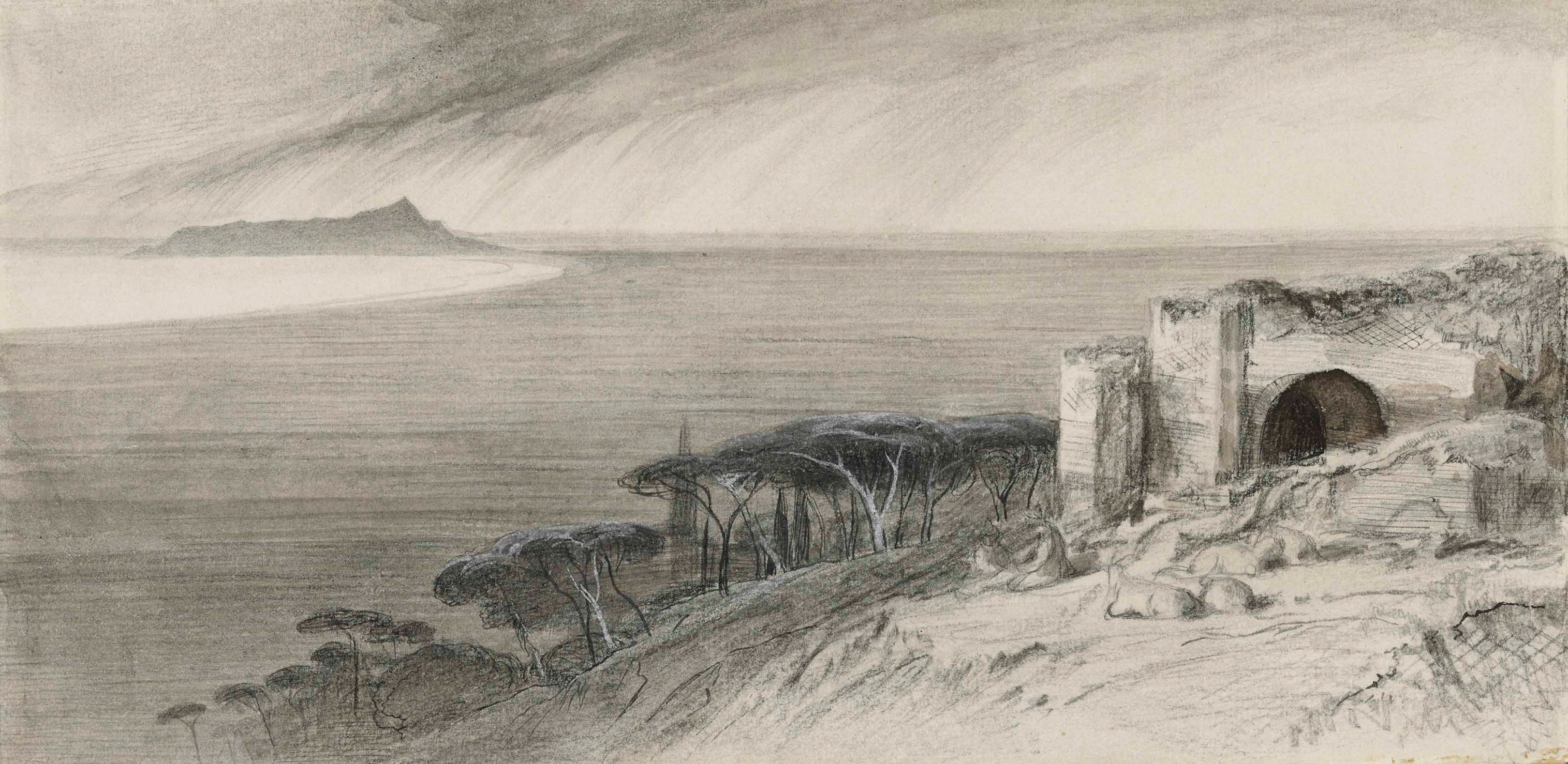 Edward Lear (Holloway 1812-1888 San Remo), The Pontine marshes above ...