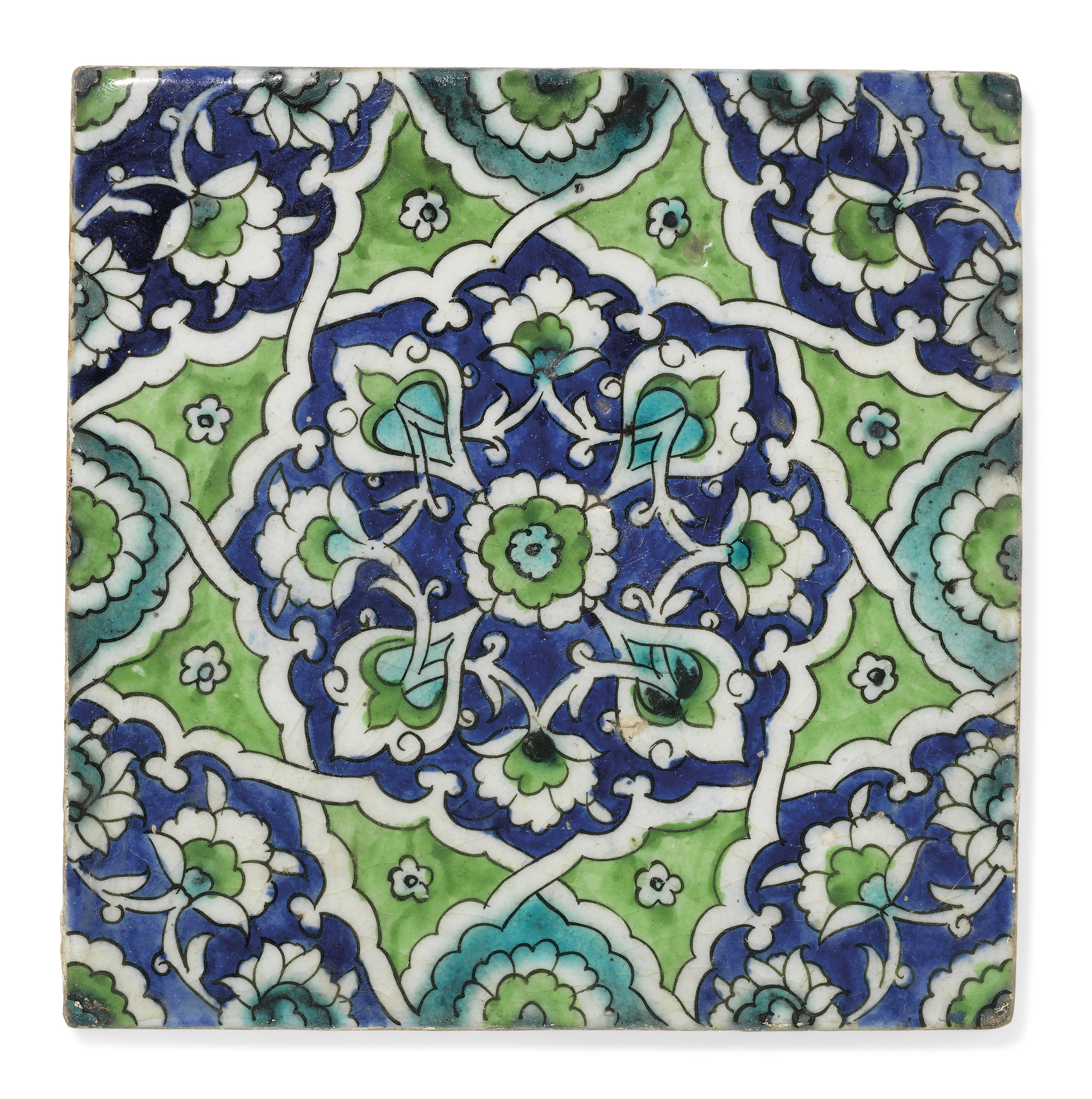 TWO DAMASCUS POTTERY TILES