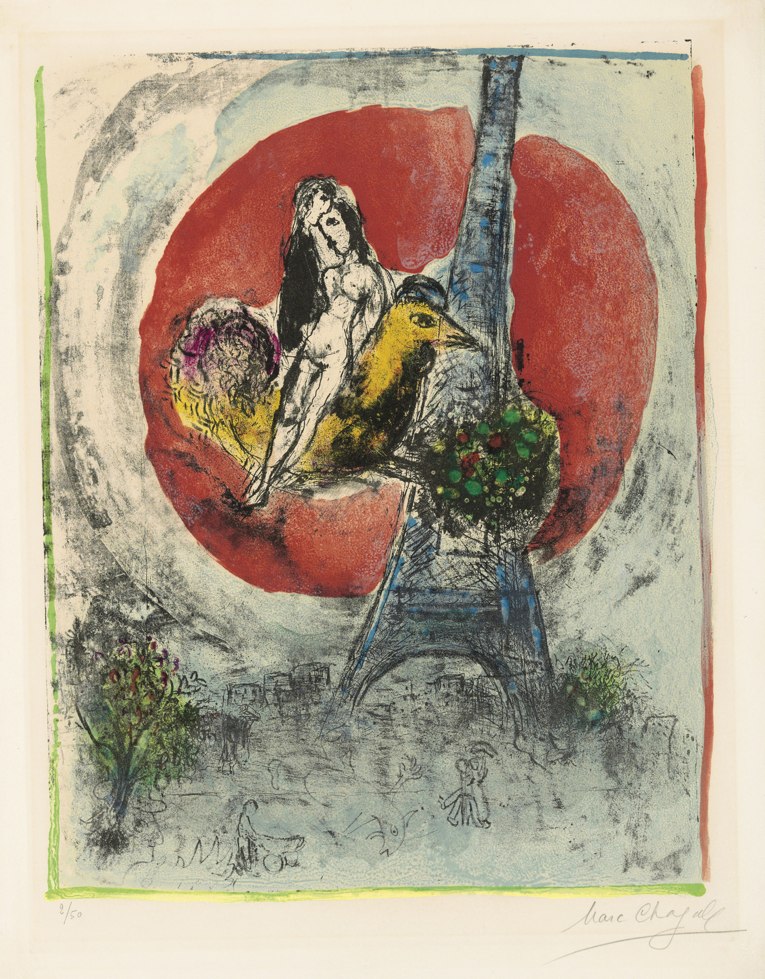Marc Chagall 1887 1985 Les Amoureux De La Tour Eiffel Christies