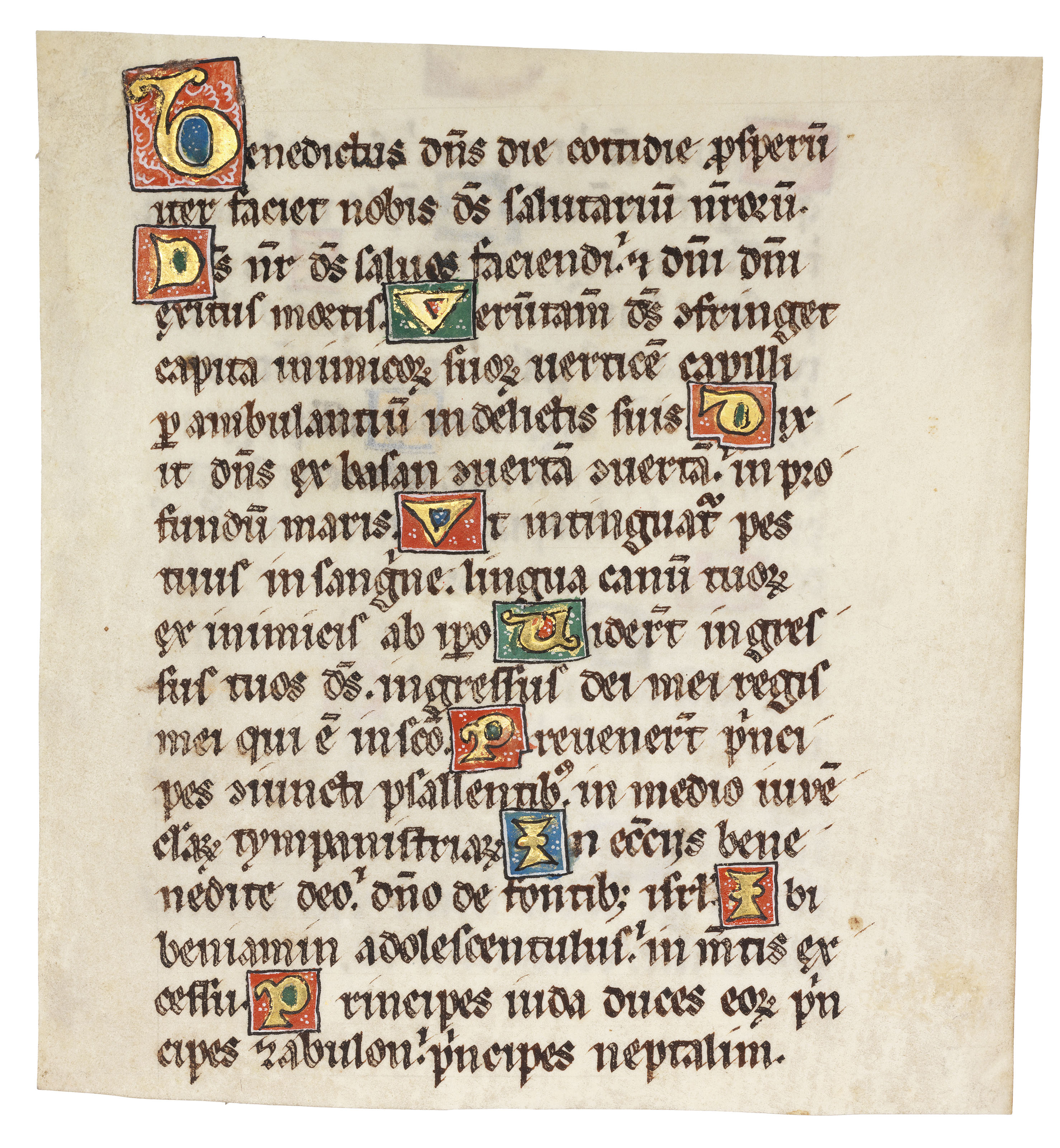 A GROUP OF ILLUMINATED LEAVES AND FRAGMENTS, in Latin, manuscripts on ...