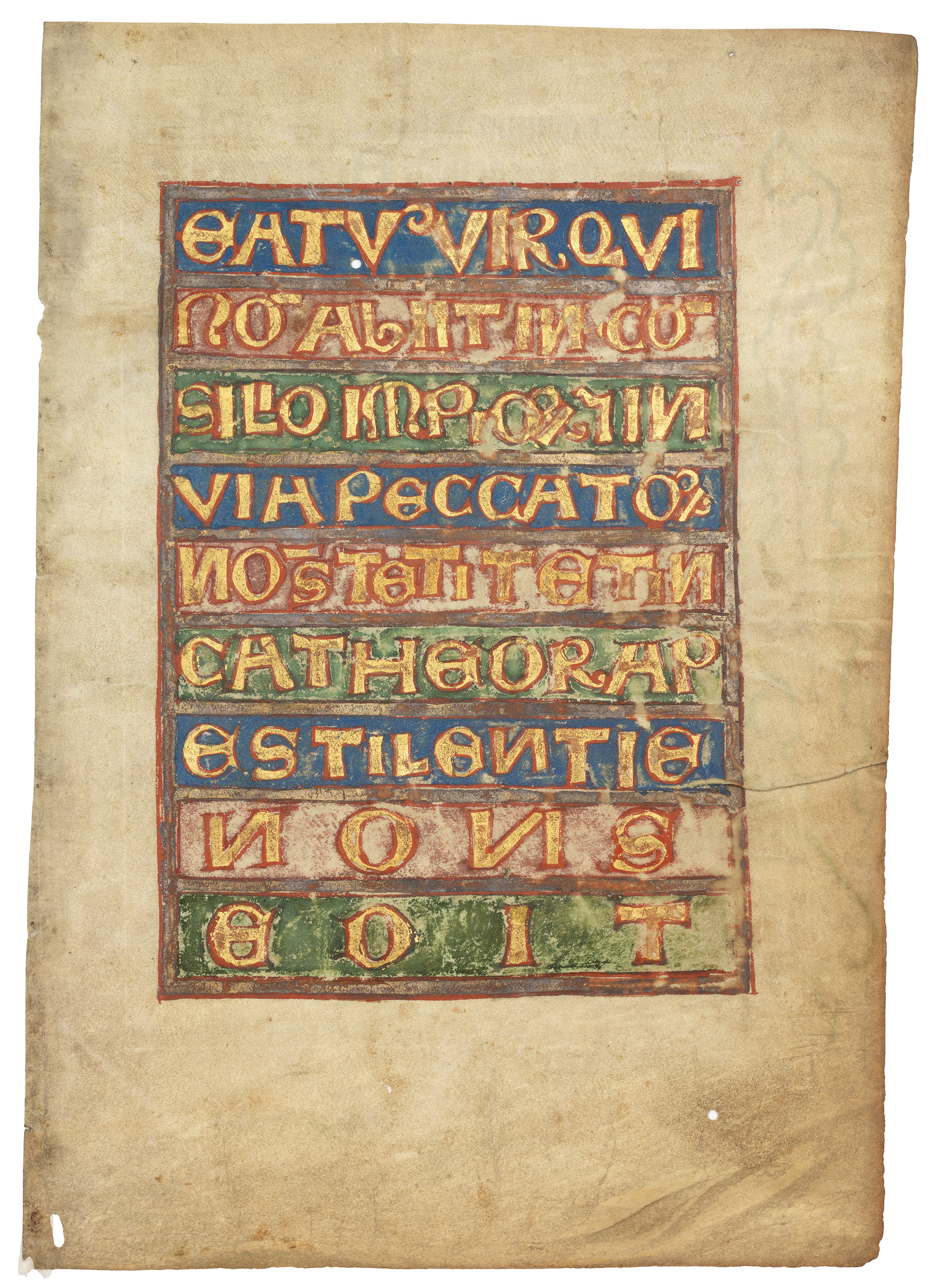 A GROUP OF ILLUMINATED LEAVES AND FRAGMENTS, in Latin, manuscripts on ...