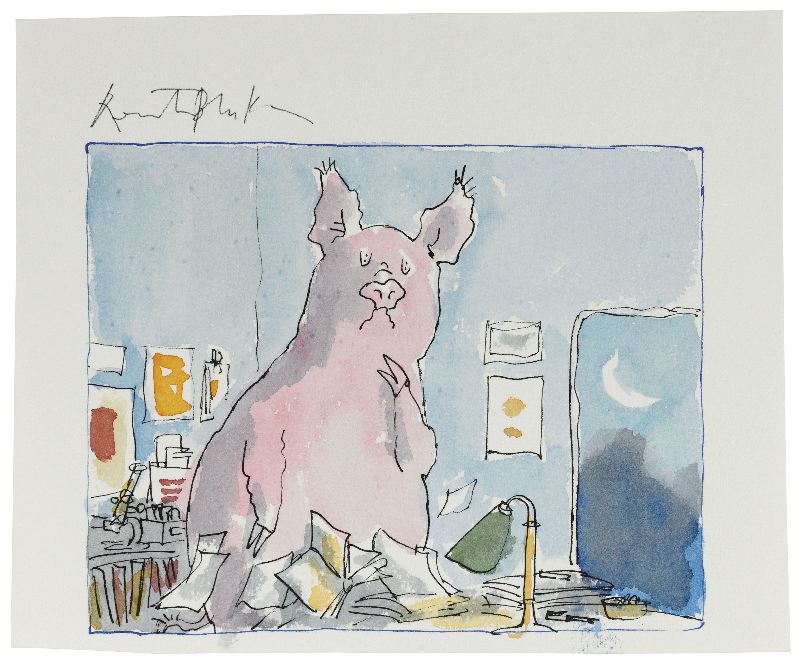 Quentin Blake (b. 1932), Mr Twit whispers to Mrs Twit | Christie's