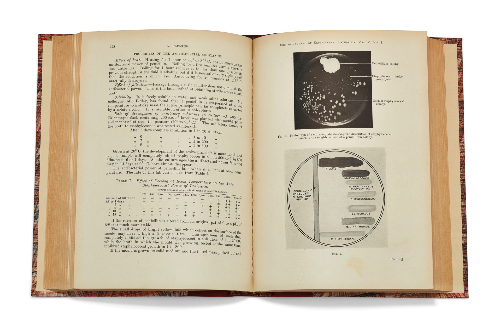 FLEMING, Alexander (1881-1955). 'On the Antibacterial Action of ...