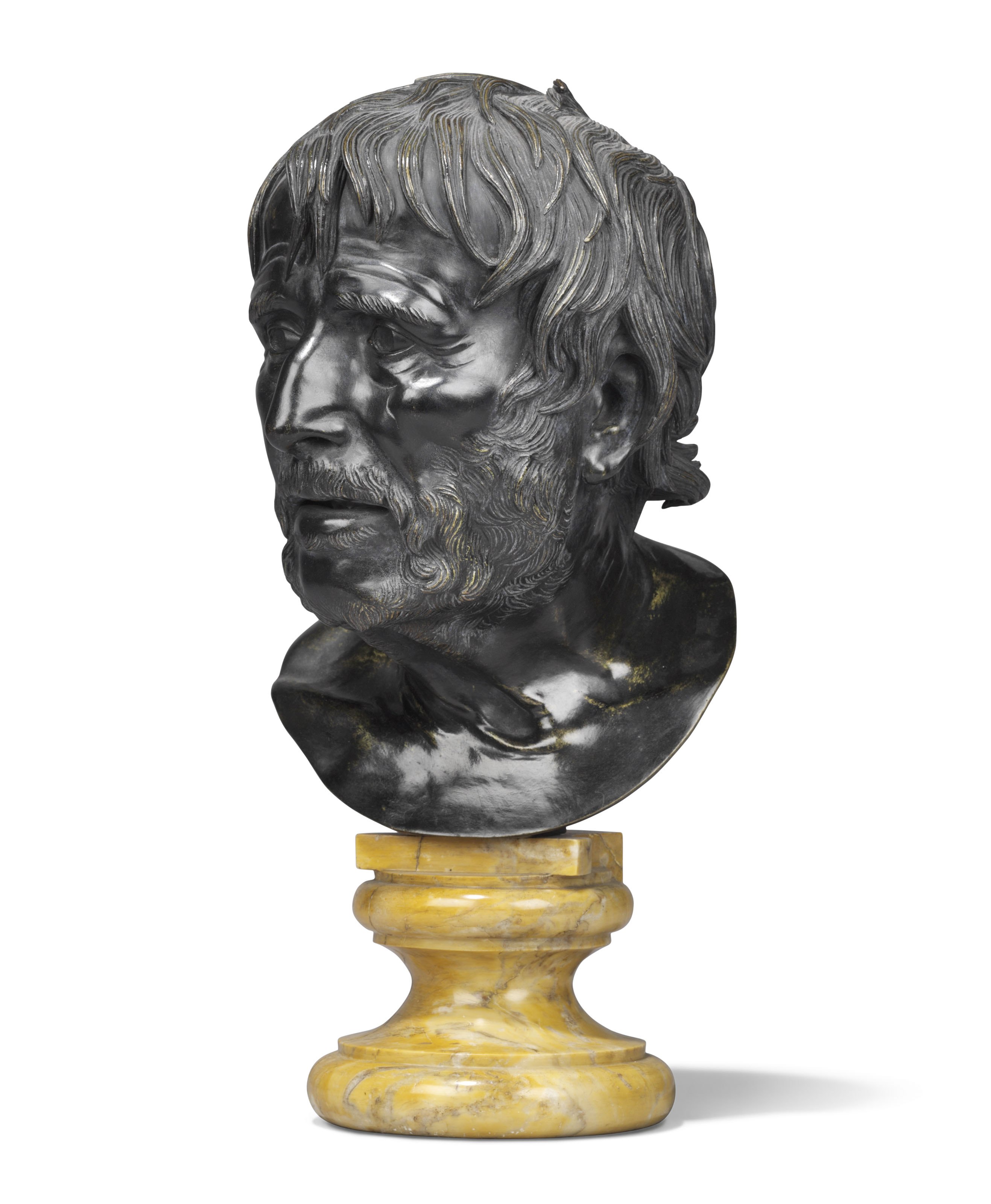 AN ITALIAN BRONZE BUST OF SENECA