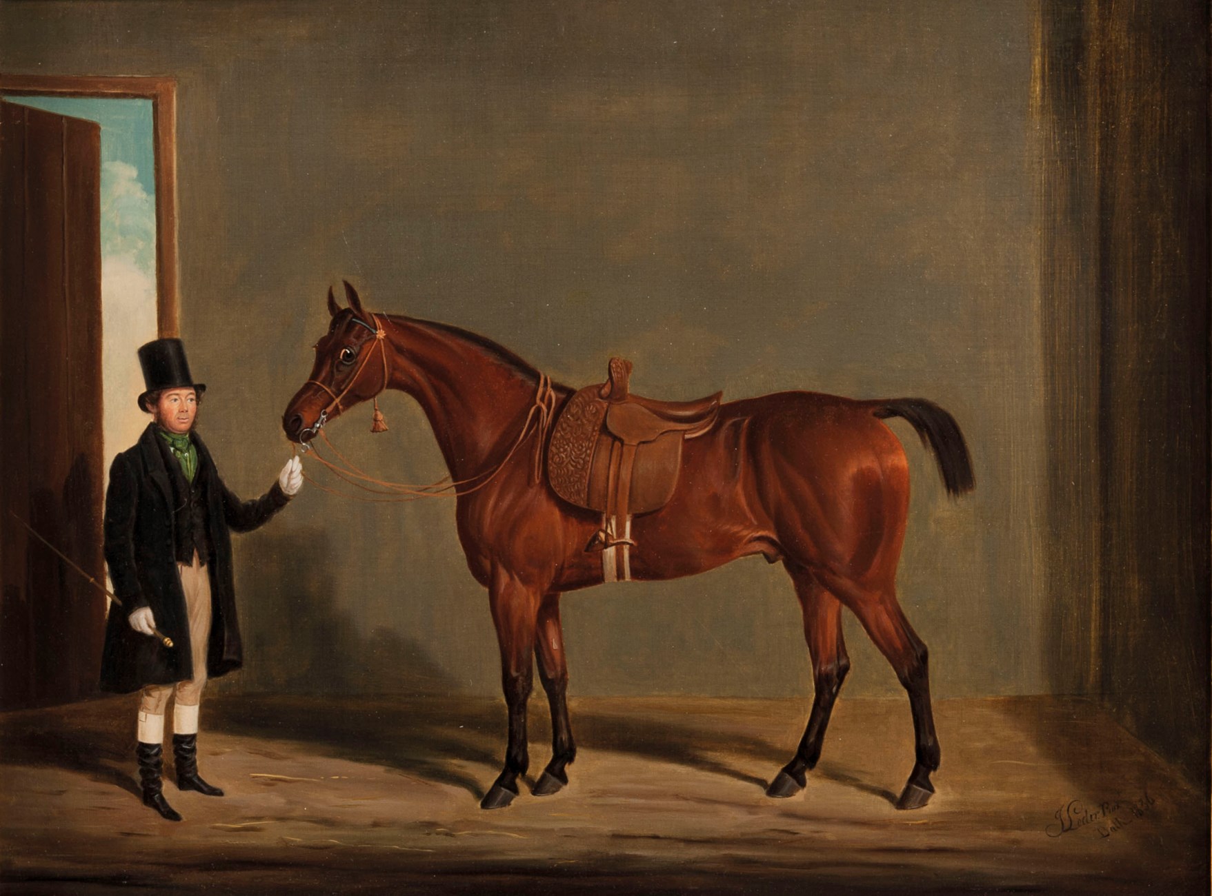 James Loder of Bath (British, 1784-1860), A chesnut stallion in a ...
