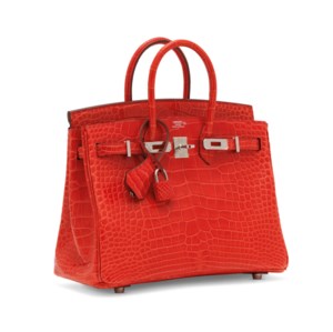 A SHINY BOUGAINVILLIER ALLIGATOR BIRKIN 25 WITH PALLADIUM HARDWARE ...