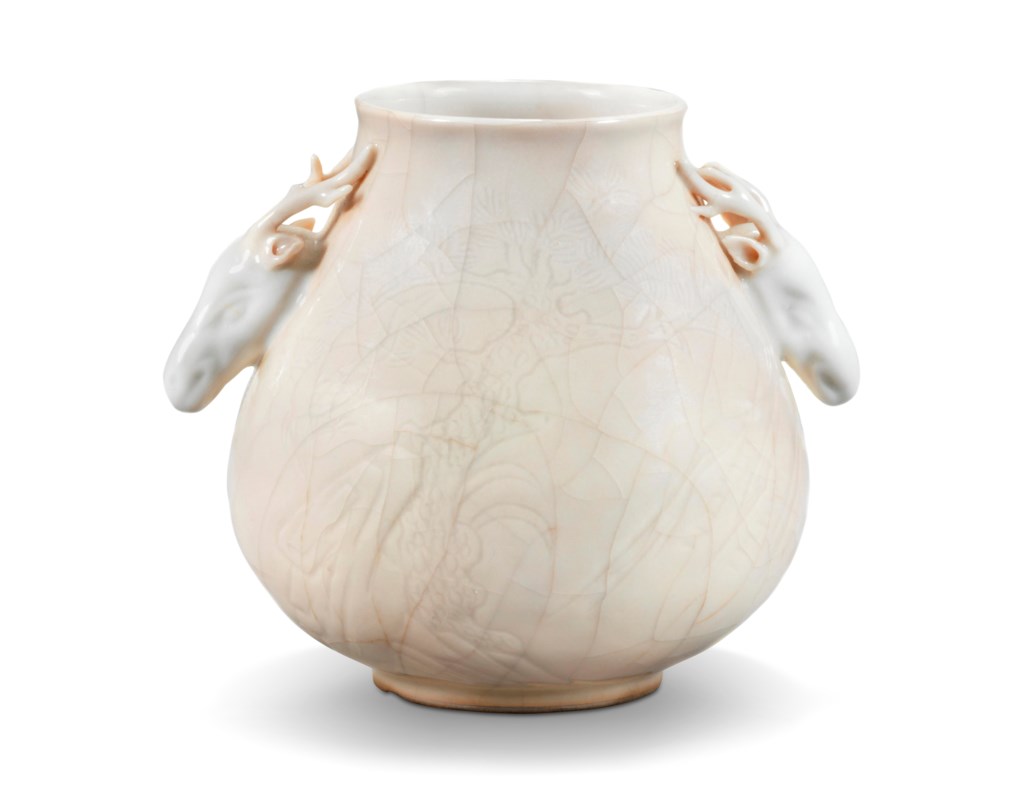A SMALL INCISED WHITE-GLAZED `DEER' VASE, HU, 17TH-18TH CENTURY ...