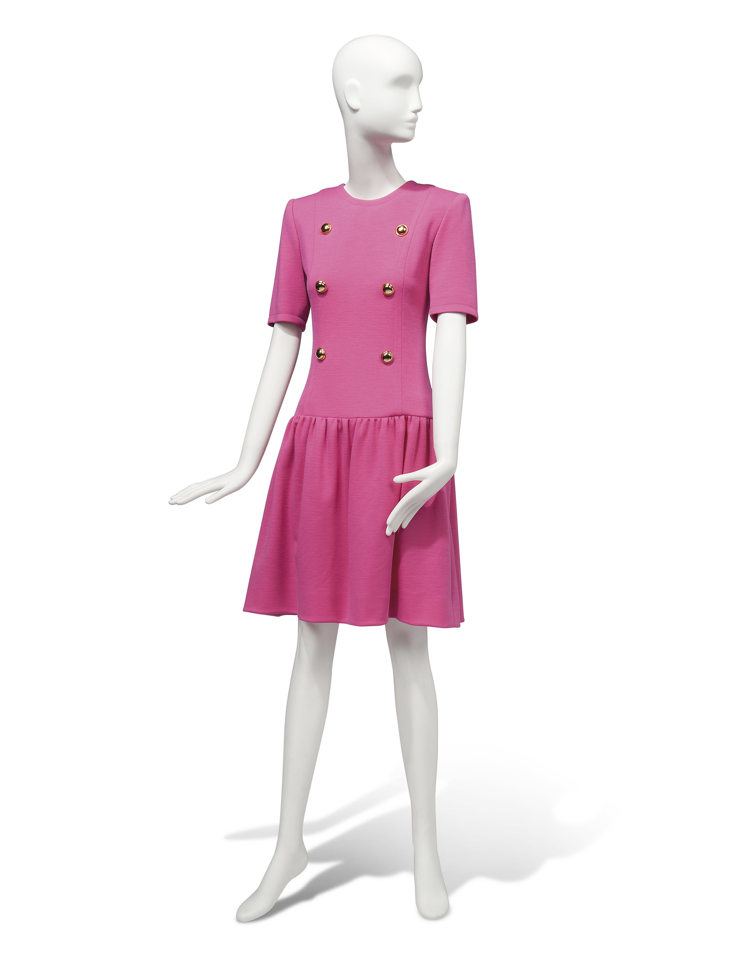 A CANDY PINK WOOL JERSEY DRESS, GIVENCHY PARIS, STAMPED 00203, CIRCA ...