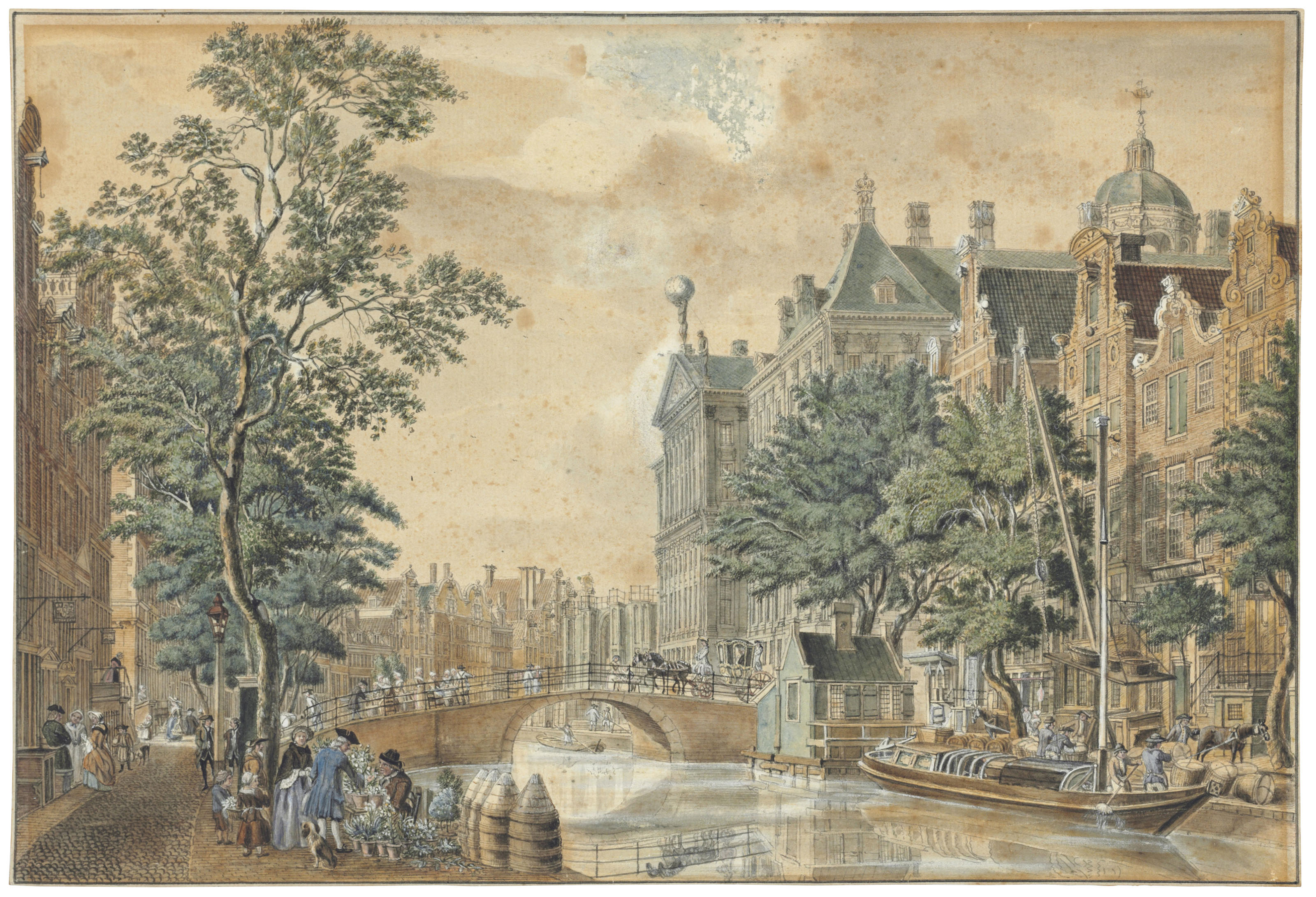 JAN DE BEIJER (1703-1775), The Nieuwezijds Voorburgwal near the ...