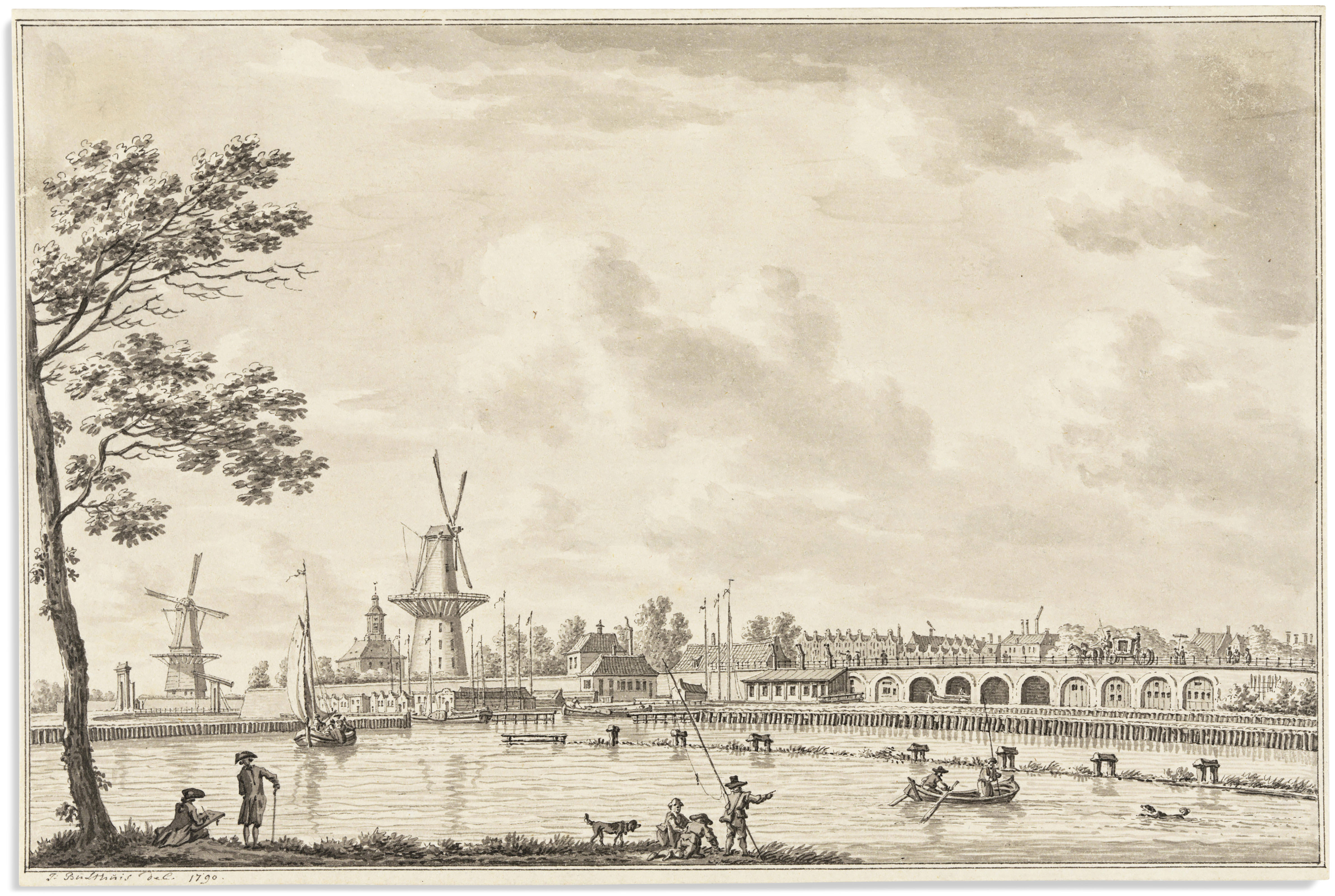 JAN BULTHUIS (1750-1801), View of the Hoogesluis on the Buitenamstel ...
