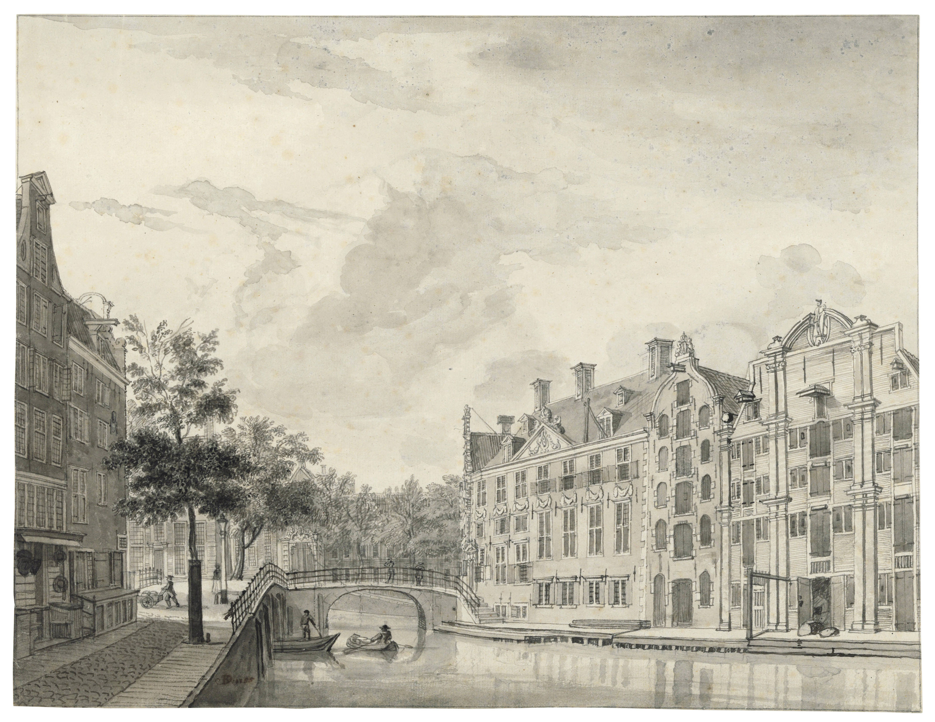 JAN DE BEIJER (1703-1780), A view of the Grimburgwal with the Oudezijds ...