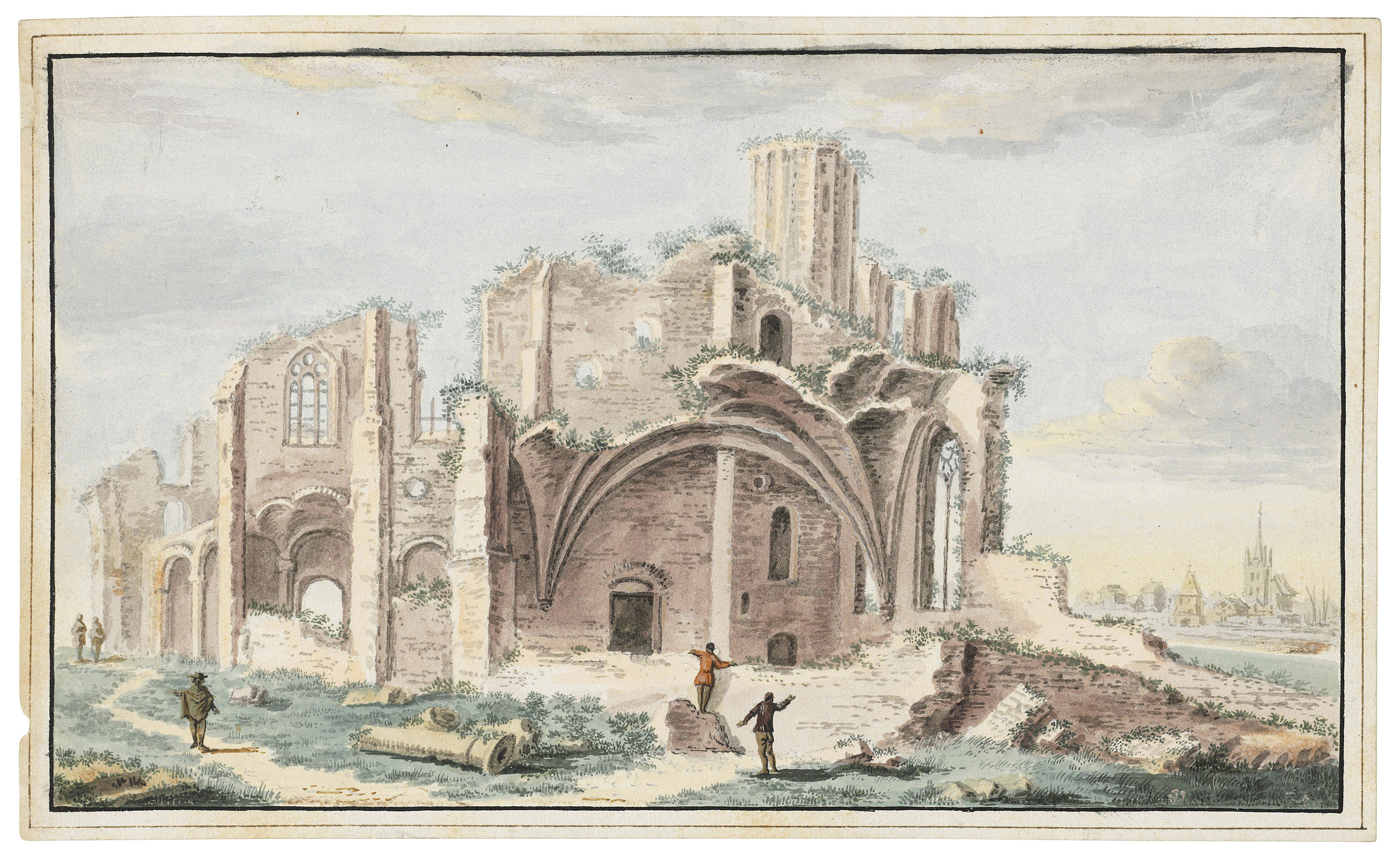 ABRAHAM RADEMAKER (1675-1735), The ruins of the Karthuyser Church near ...