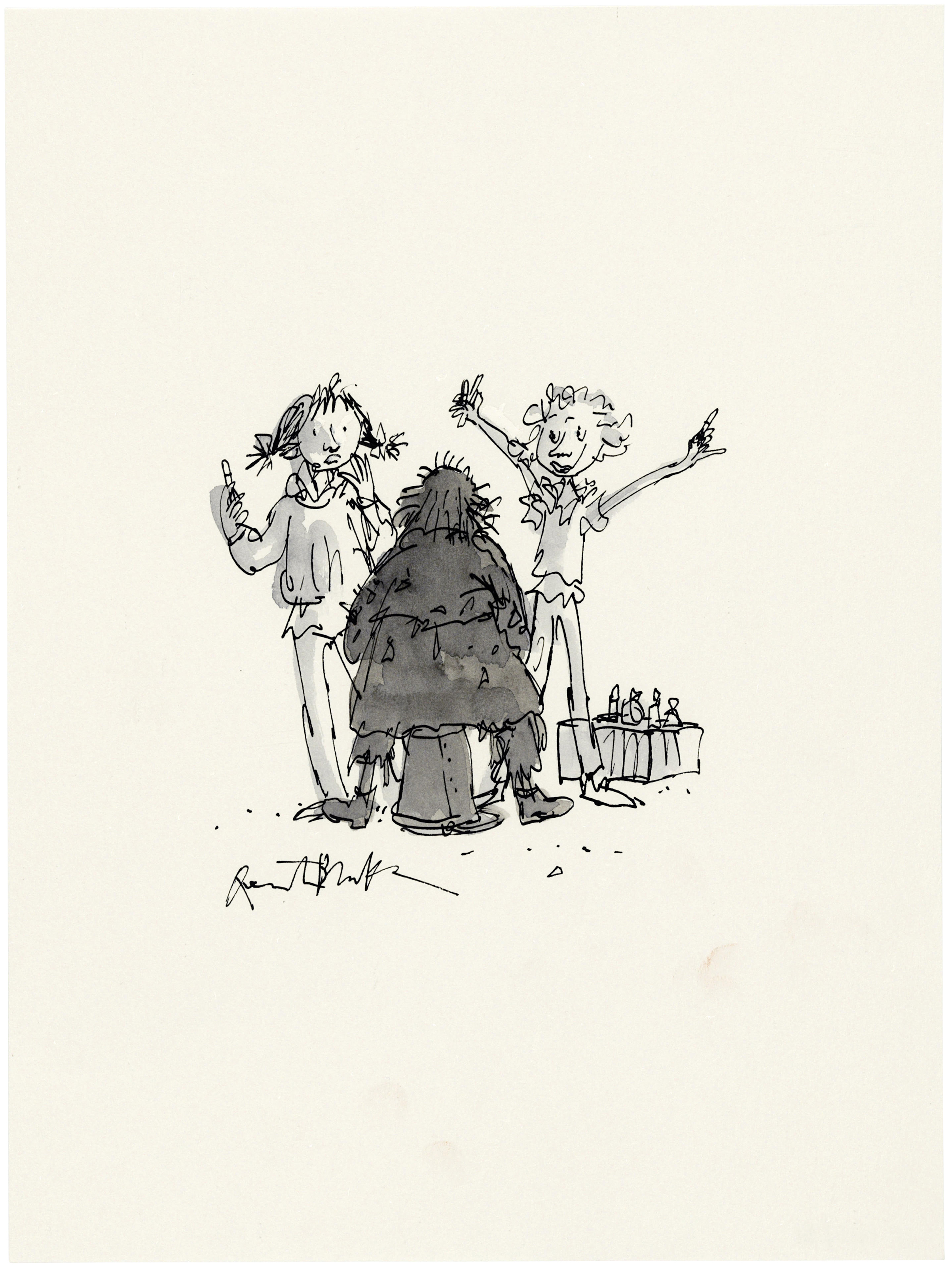 Quentin Blake (b. 1932), Mr Stink gets a make-over from Chloe and ...