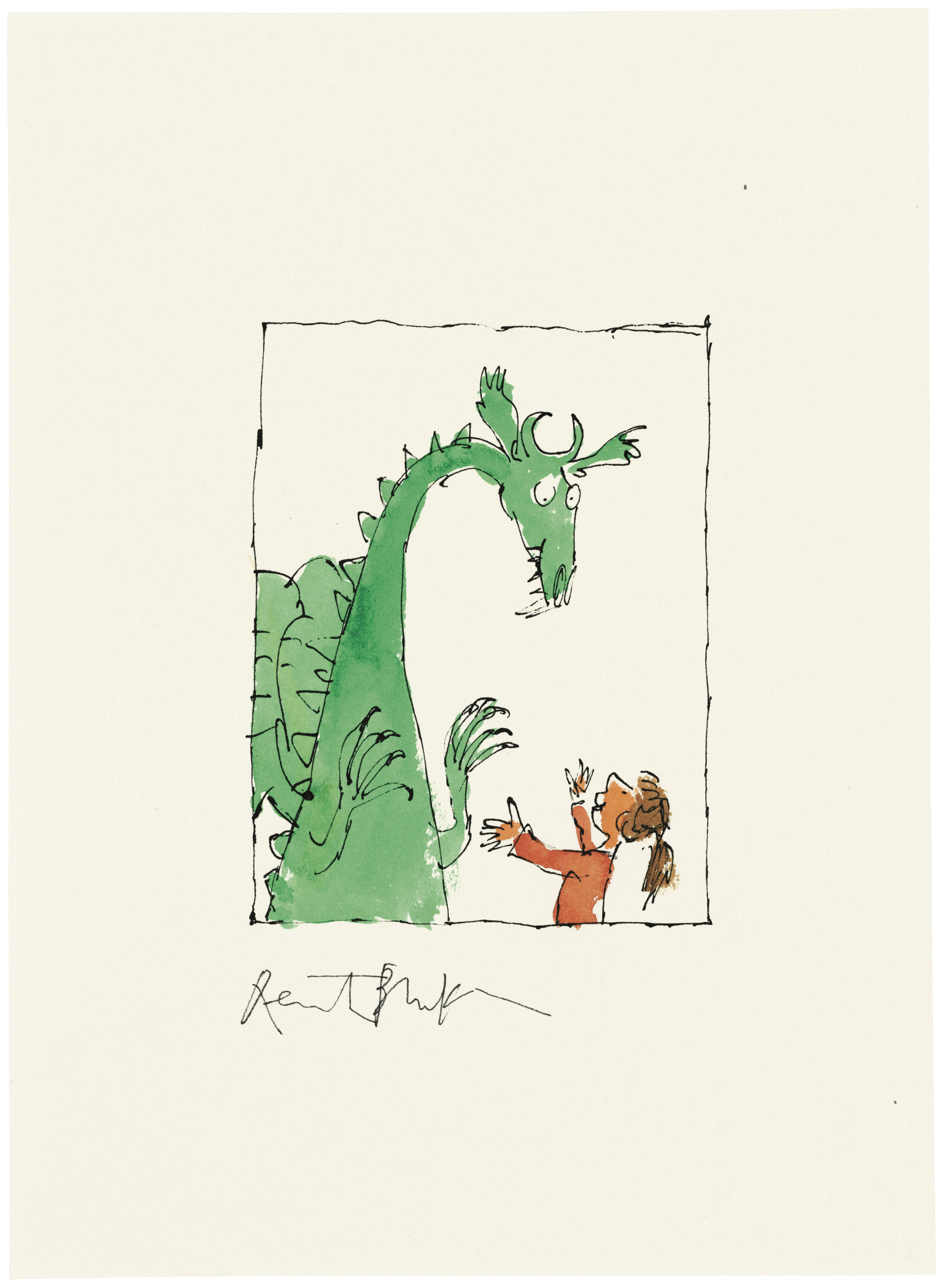 Quentin Blake (b. 1932), Dragon and young girl | Christie’s
