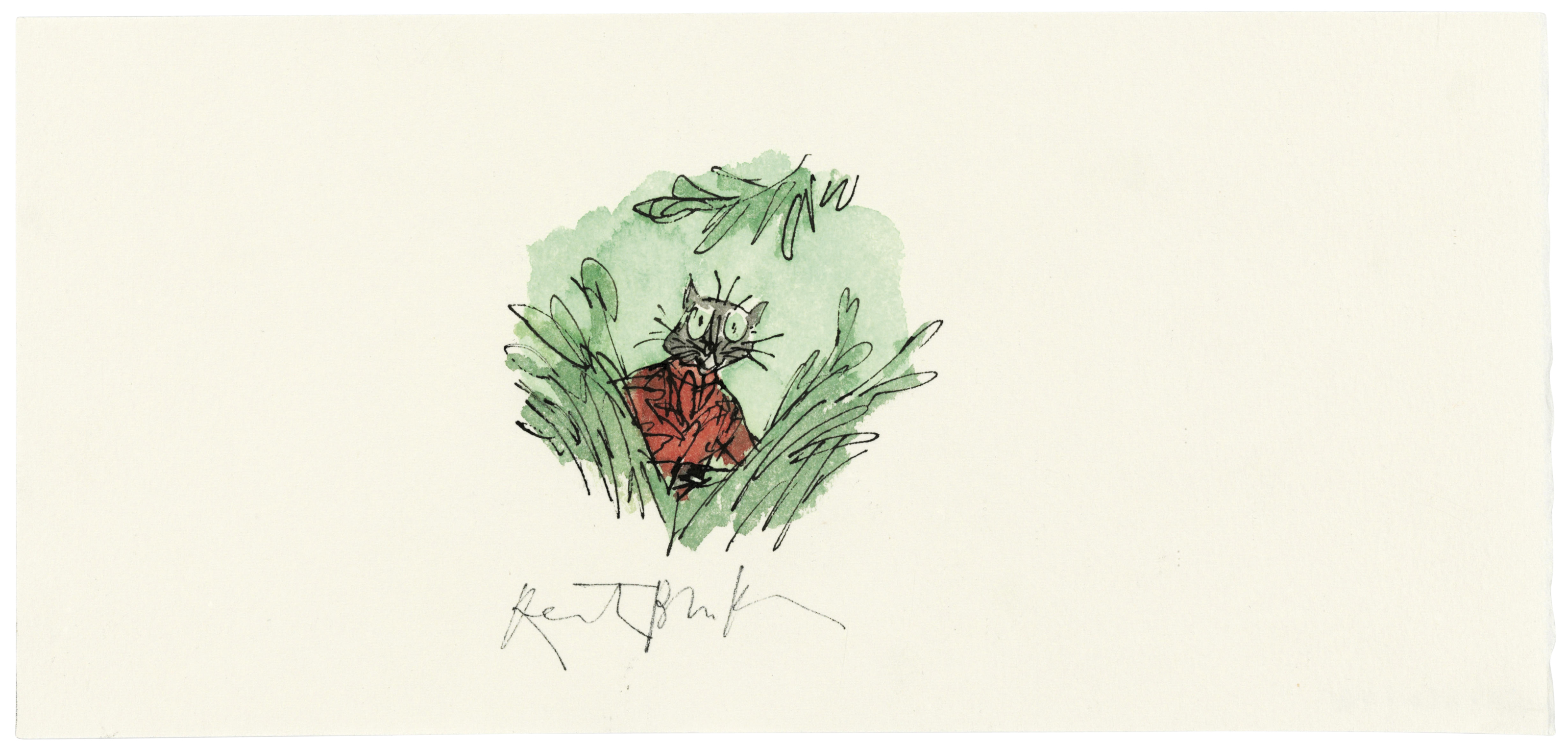 Quentin Blake (b. 1932), Kitty peering through long grass | Christie’s