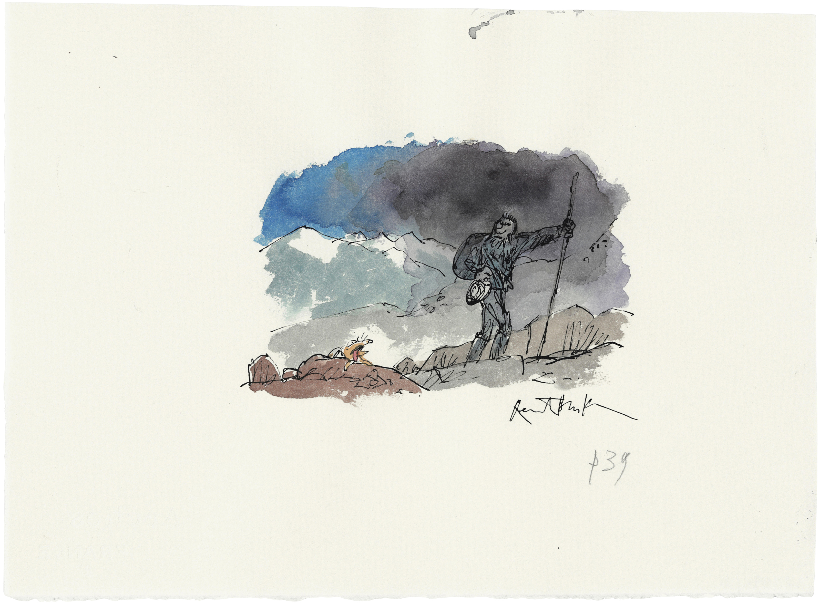 Quentin Blake (b. 1932), Hans looking scornfully at a thirsty dog ...