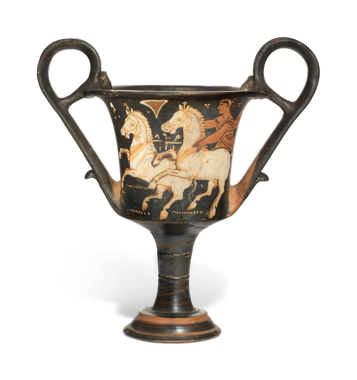 AN APULIAN RED-FIGURED KANTHAROS , WORKSHOP OF THE BALTIMORE PAINTER ...
