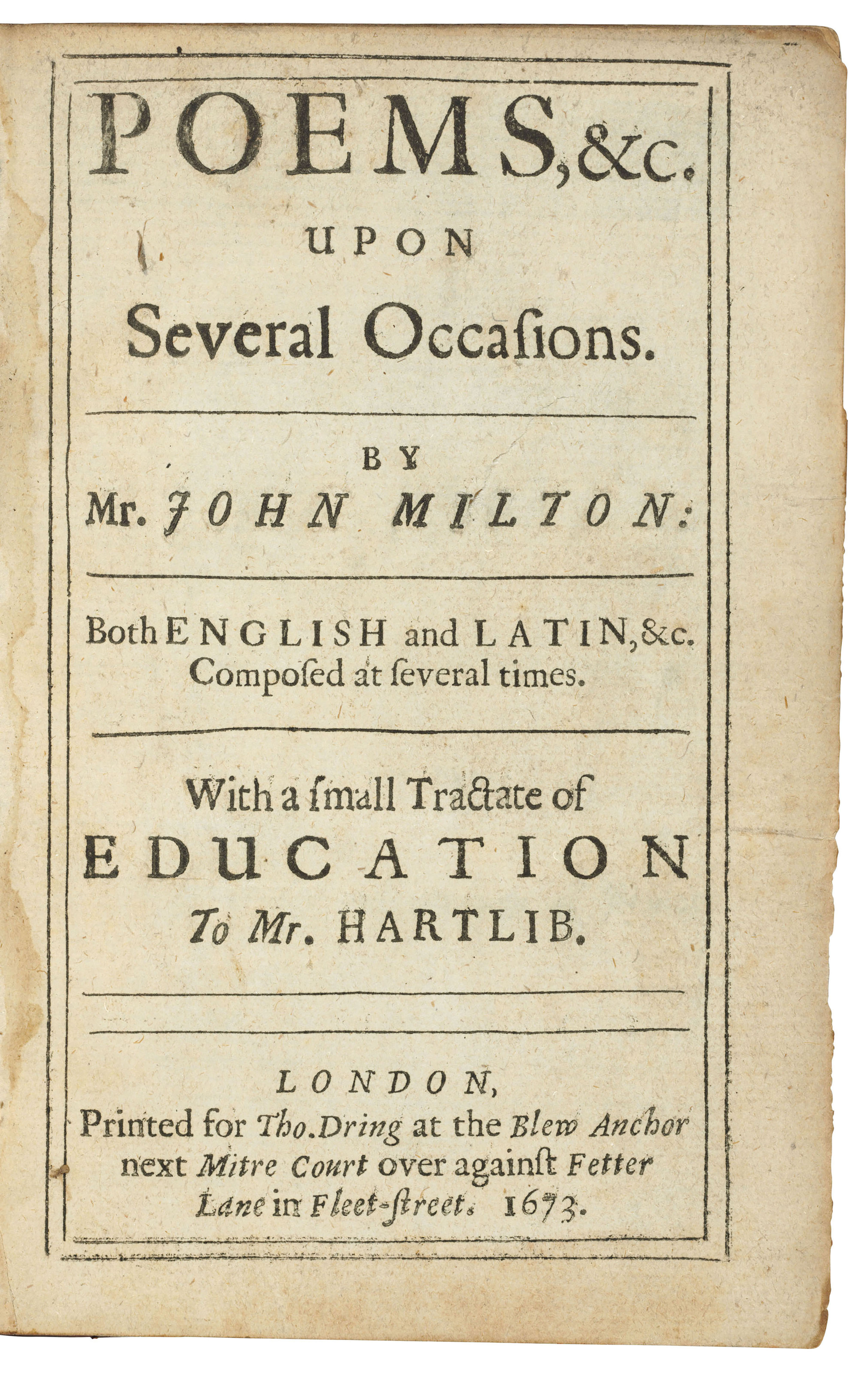 John Miltons Milton Poems 1645